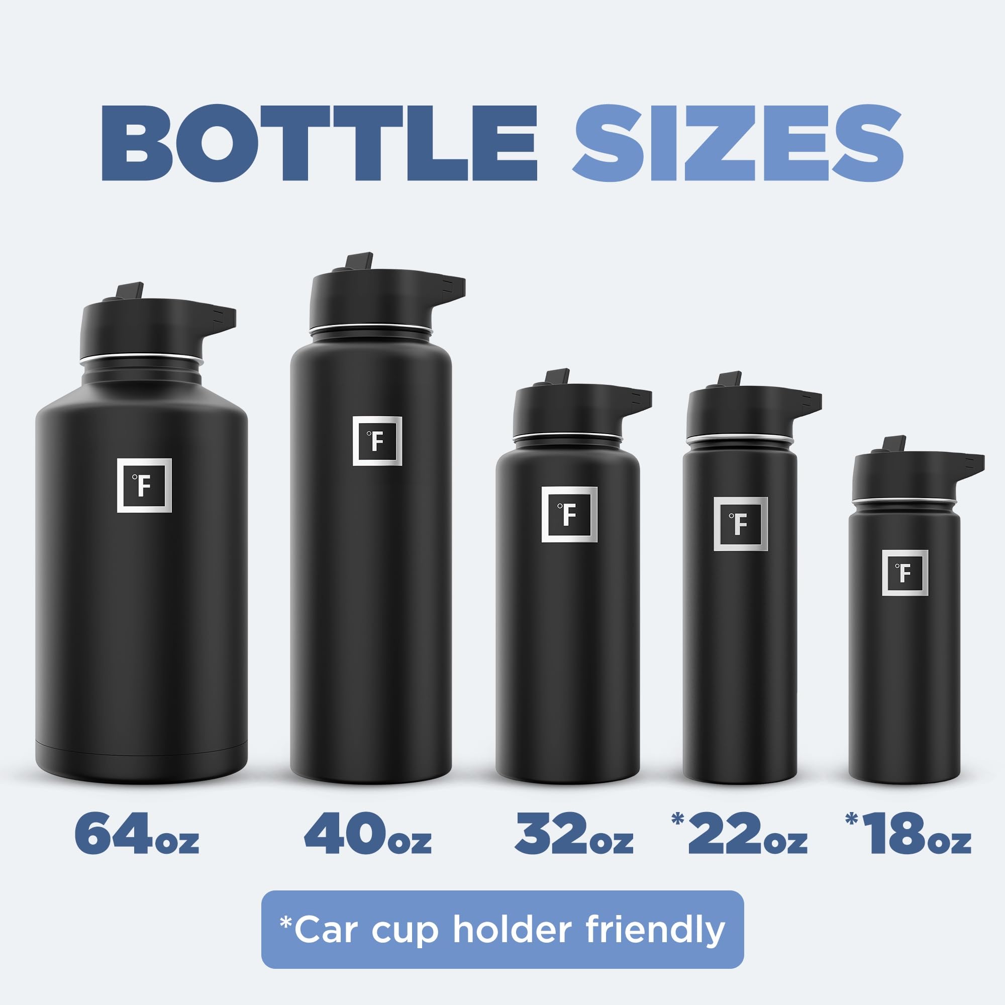 IRON °FLASK Sports Water Bottle - 32 Oz, 3 Lids (Straw Lid), Leak Proof, Vacuum Insulated Stainless Steel, Double Walled, Thermo Mug, Metal Canteen