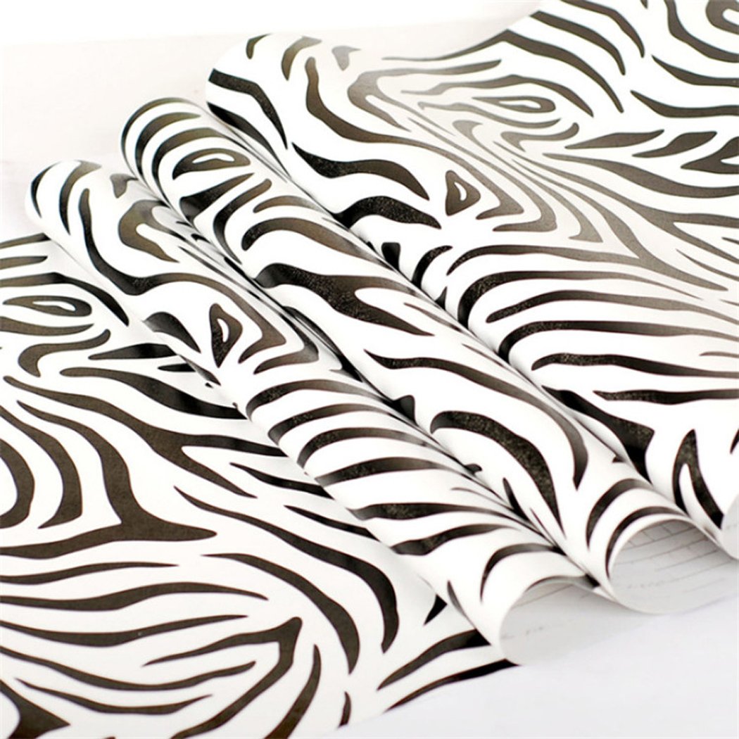 Self Adhesive Vinyl Zebra Stripes Contact Paper Decorative Shelf Liner for Cabinets Drawer Dresser Arts and Crafts Decor 17.7x78.7 Inches