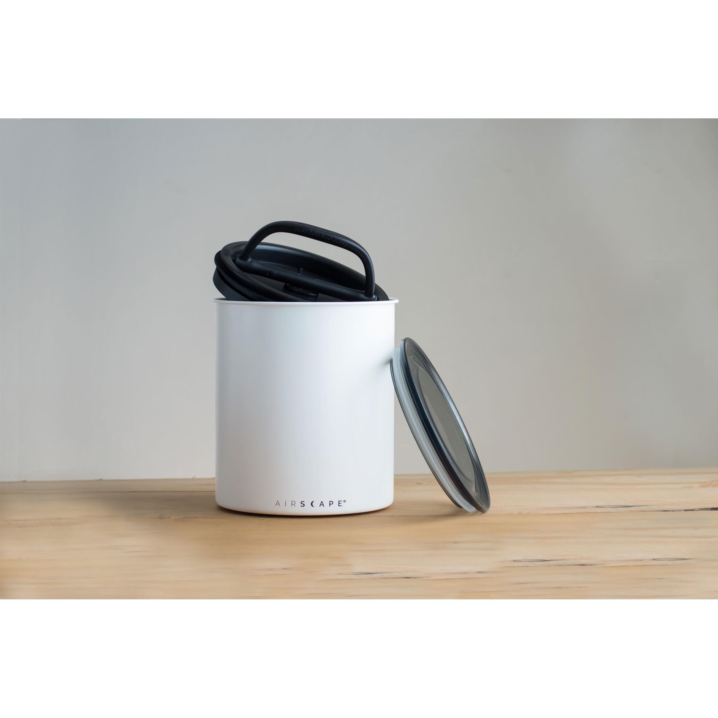 Airscape Kilo Coffee Storage Canister Large Food Container Patented Airtight Lid 2-Way Valve Preserve 2.2 lb Dry Beans Food Freshness (Matte White)