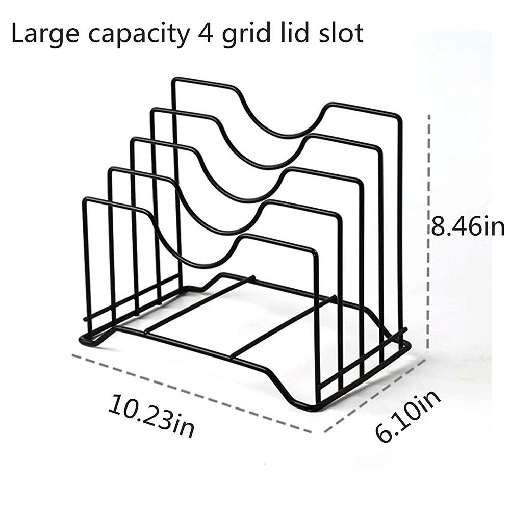 Cutting Board Holder Pot Lid Organizer Rack can hold up to 1.18 inches thick Cutting Board,Bakeware,Baking Tray,Pan,Lid and Book (Black)