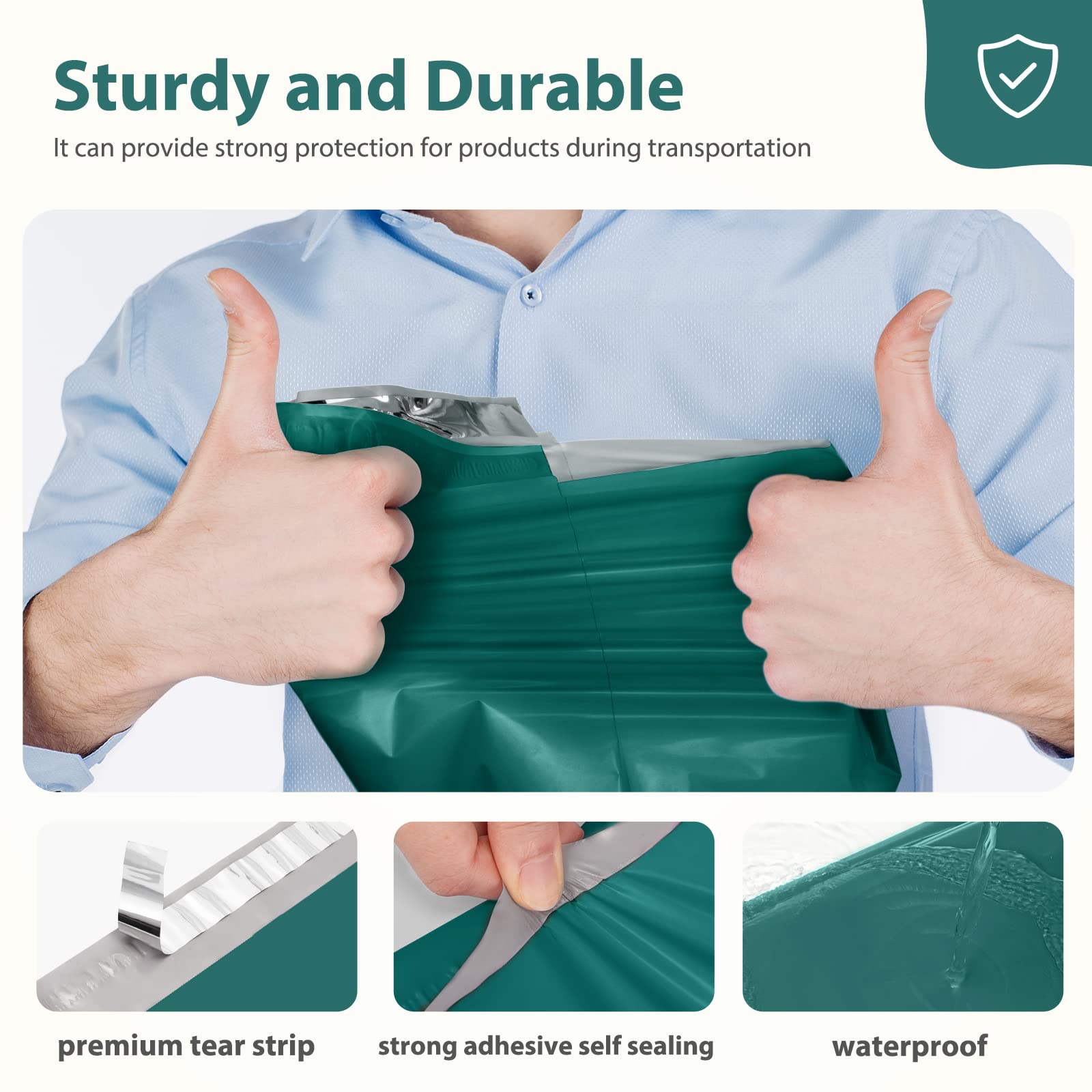 Fuxury Poly Mailers 10x13 Inch 100 Pcs, Waterproof Shipping Bags for Clothing, Strong Adhesive Shipping Envelopes for Small Business, Self Seal Mailers Poly Bags Mailing Envelopes Forest Green