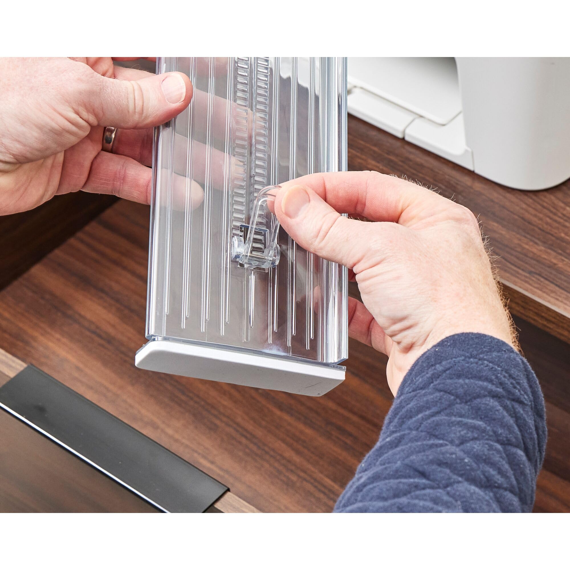 iDesign Plastic Adjustable Deep Drawer Divider, Kitchen, Dresser, Desk, Bathroom and More, The Linus Collection β Set of 4, Expandable 13.25β β 20.75β, Clear
