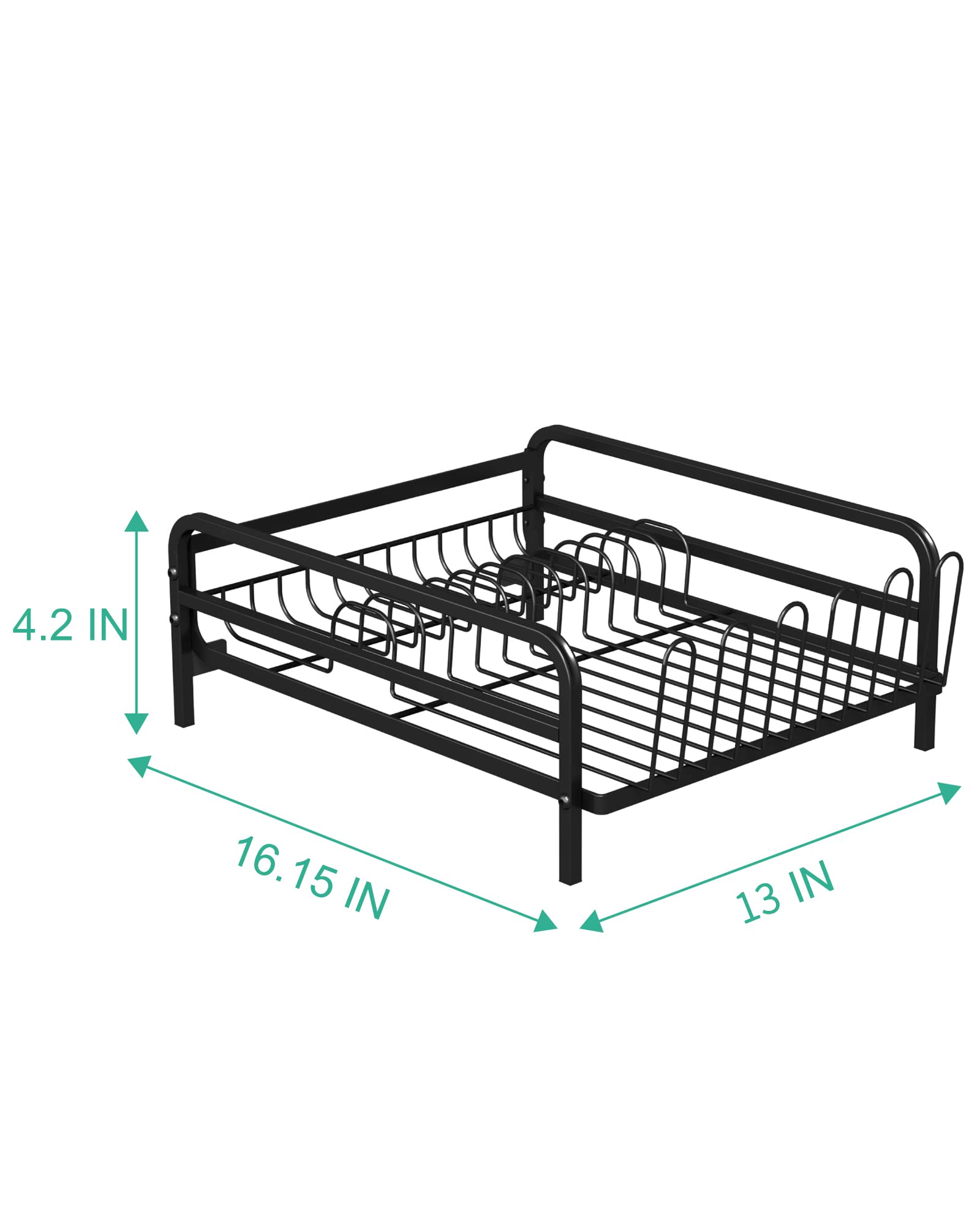 Dish Drying Rack - Large Size Multifunctional Drain Board Set, Durable Tableware Drainer with Adjustable Rotating Drain, Model:DDR-001,by WEIKER. Black 16.15inch x 13inch x 4.2inch
