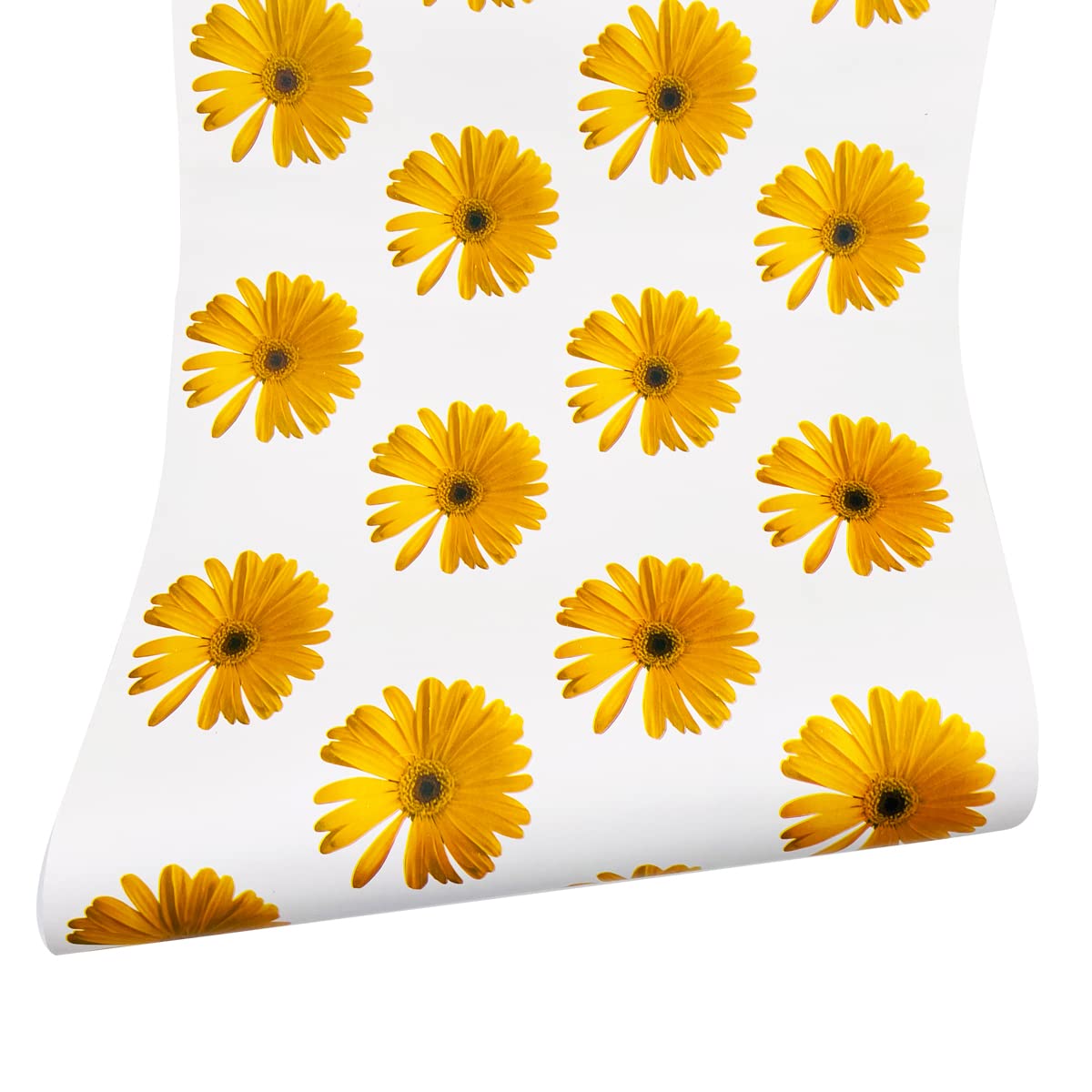 Yifely Peel & Stick Shelf Liner Removable Countertops Paper for Covering Apartment Old Drawer Cabinets, Yellow Daisy, 17.7 Inch by 9.8 Feet