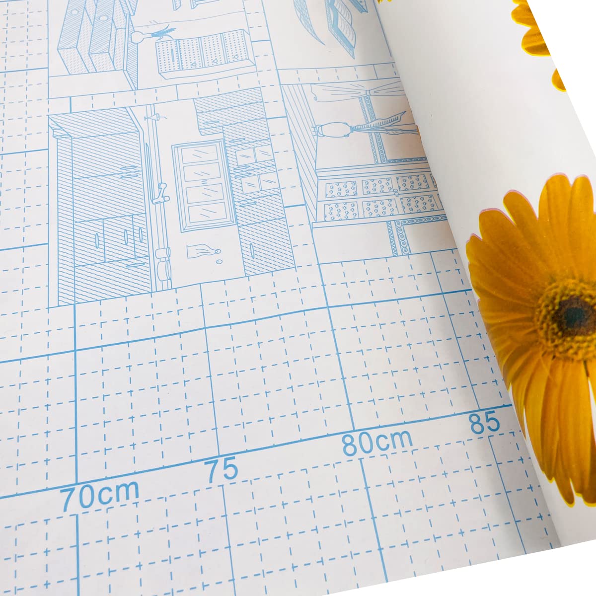 Yifely Peel & Stick Shelf Liner Removable Countertops Paper for Covering Apartment Old Drawer Cabinets, Yellow Daisy, 17.7 Inch by 9.8 Feet