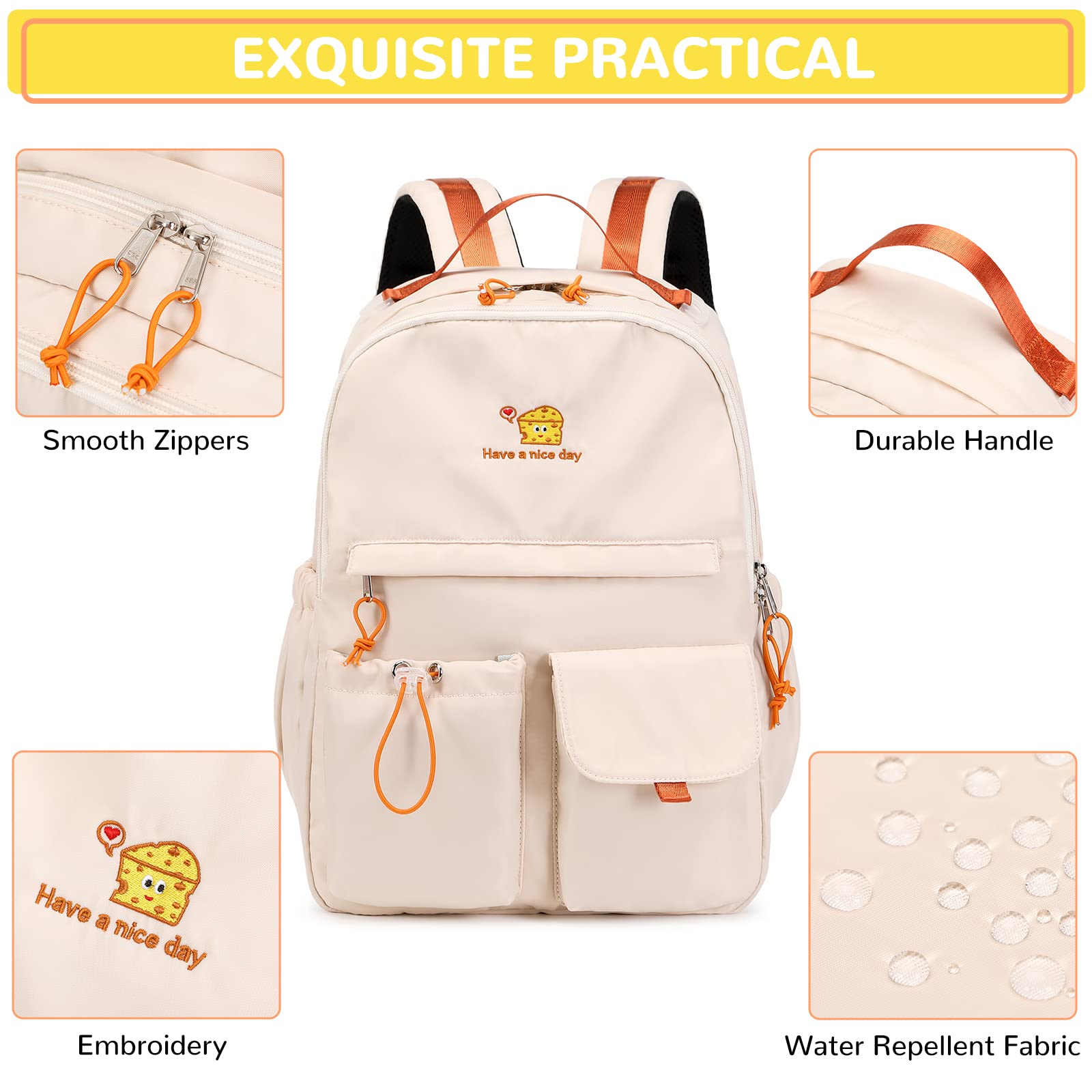 Lanola Cute Casual Hiking Daypack Travel Bookbag School Bag Backpack for Girls Boy Women Man - Black