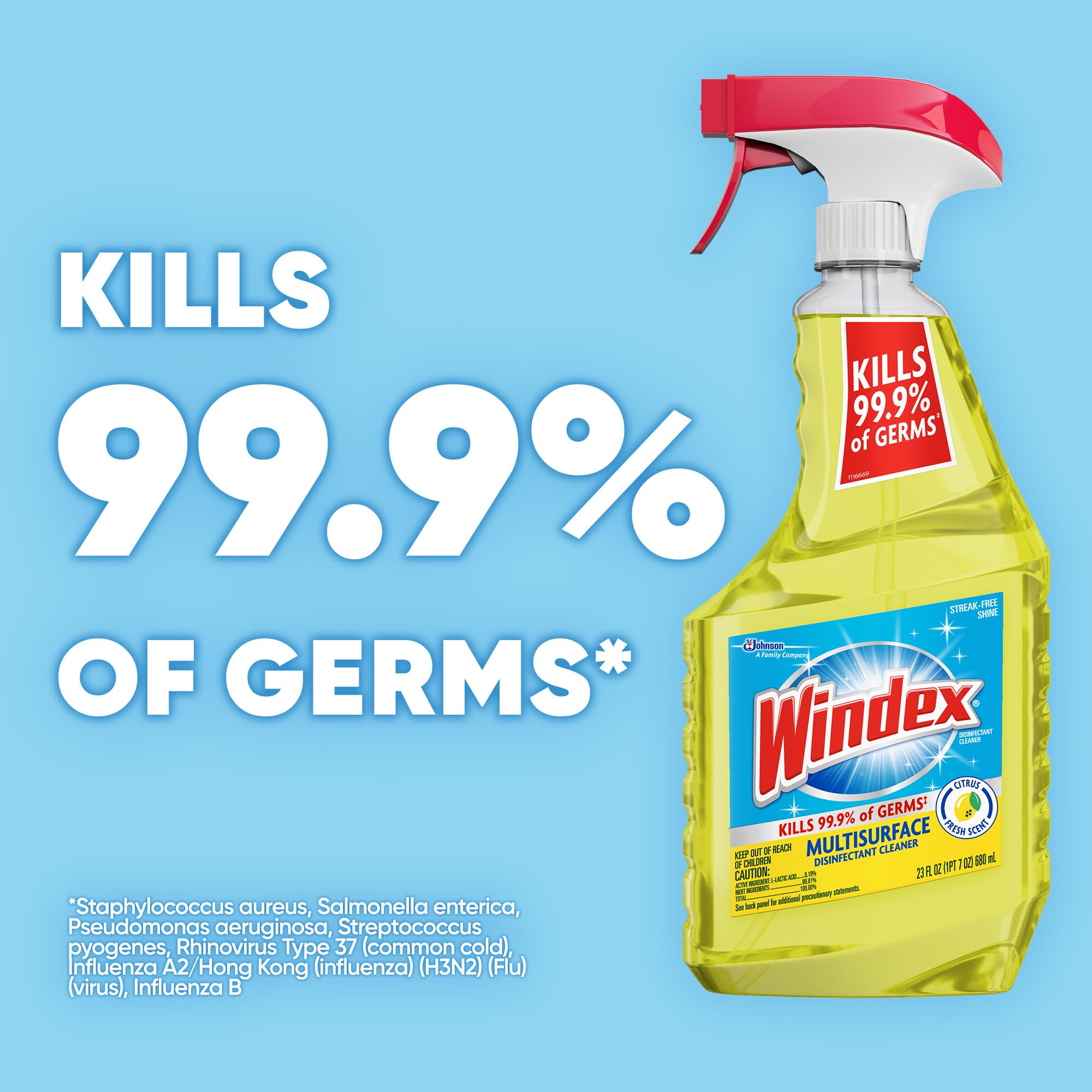 Windex Multi-Surface Cleaner and Disinfectant Spray Bottle, Scent, Citrus Fresh, 23 Fl Oz (Pack of 1)