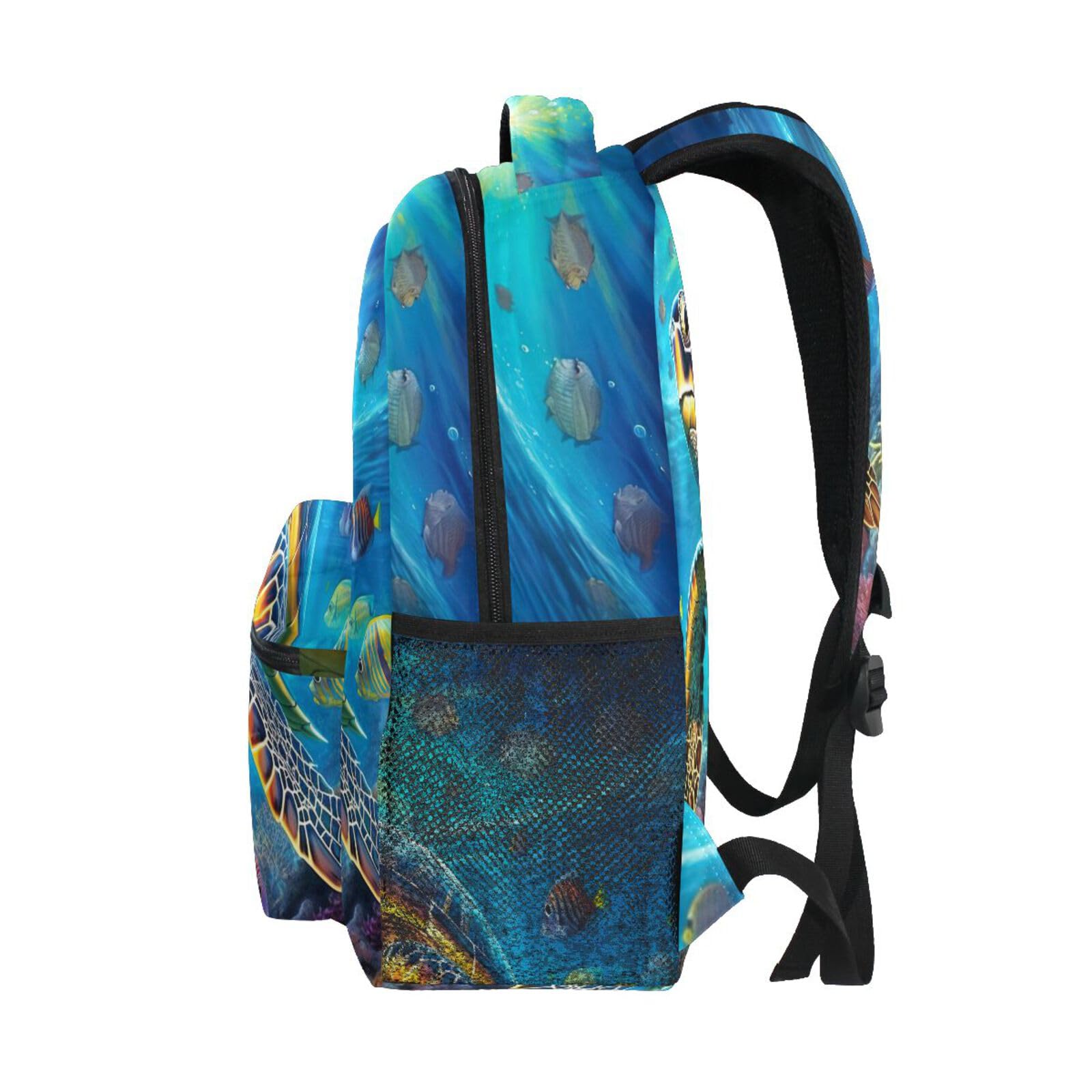 KEIGE Sea Turtle Ocean Life Backpack School Bookbag for Boys Girls 2110001