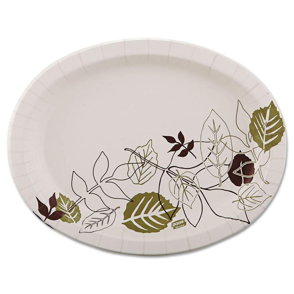 Dixie Ultra Heavy-Weight Oval Platters, 8 1/2" x 11", Pathways, Green/Burgundy, Carton Of 500