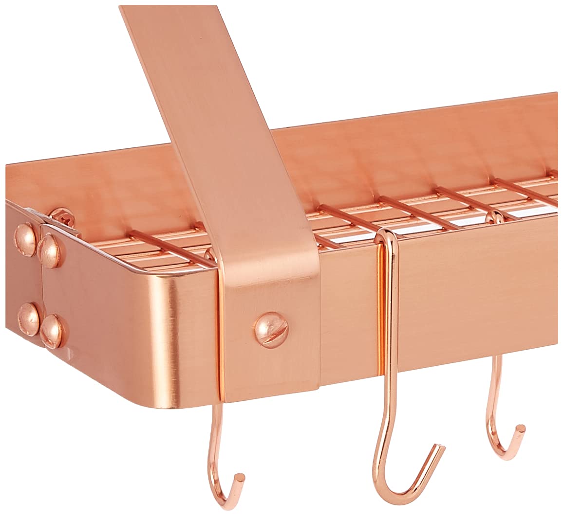 Wall-Mount Bookshelf Pot Rack with Grid & 12 Hooks