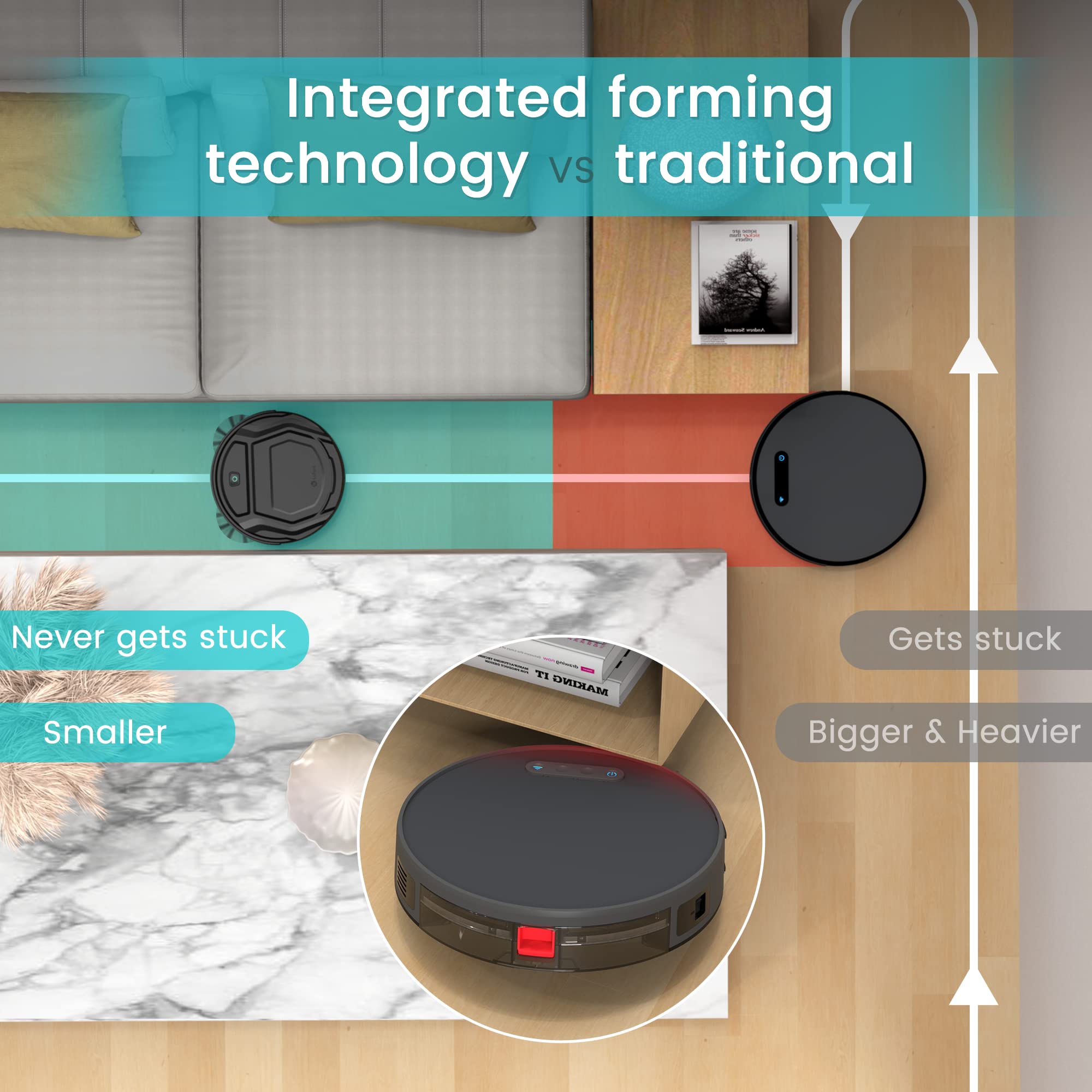 Lefant Robot Vacuum Cleaner with 2200Pa,Featured Carpet Boost,Tangle-Free,Ultra Slim,Self-Charging Robotic Vacuum,Wi-Fi/App/Alexa,120mins Runtime,Ideal for Pet Hair,Hard Floor and Carpet M210-Pro