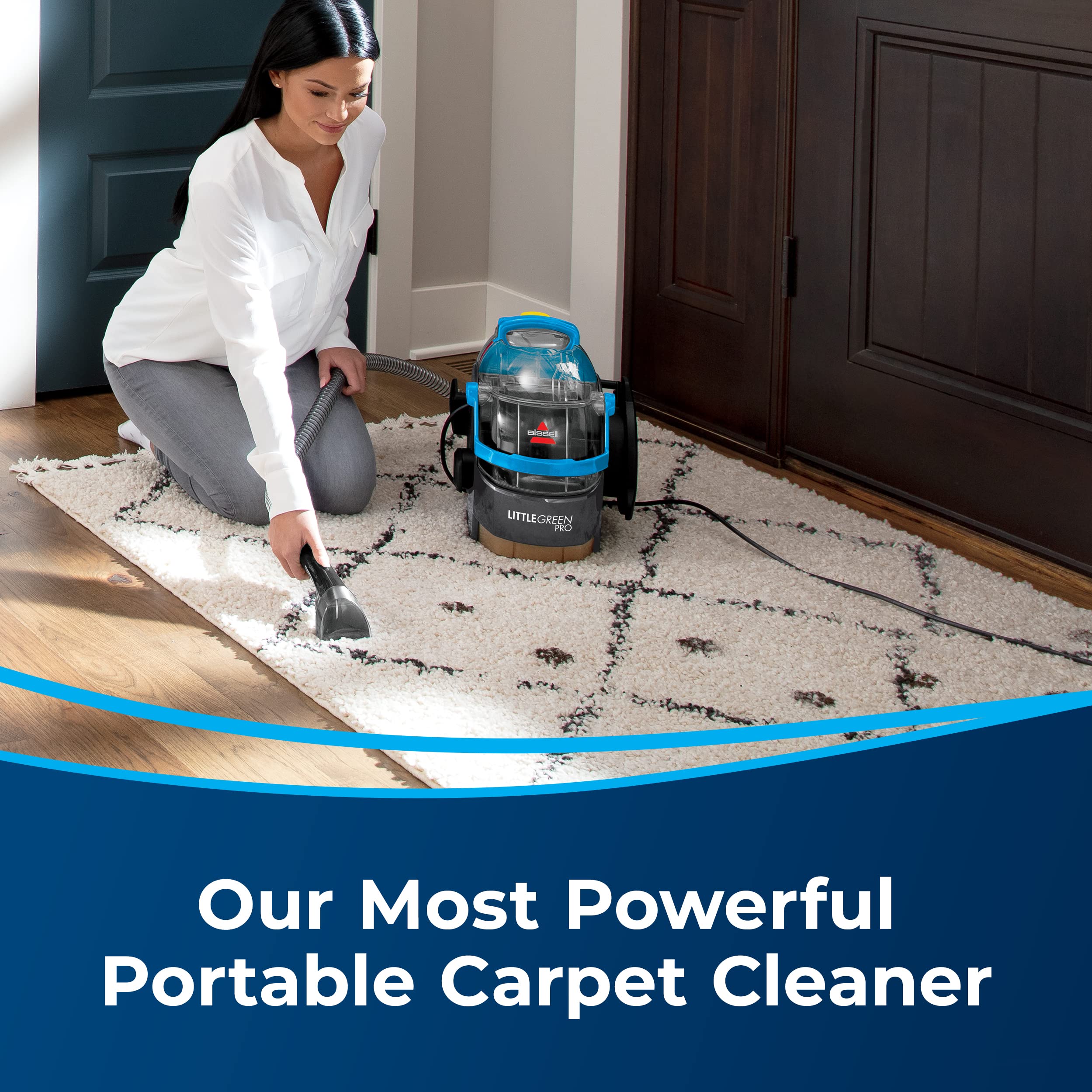 BISSELL Little Green Pro Portable Carpet & Upholstery Cleaner with Deep Stain Tool, 3" Tough Stain Tool, plus two 8 oz. trial-size Formulas, 3194