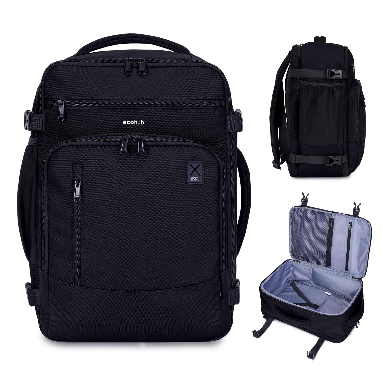 ECOHUB Large Travel Backpack For Women Men Carry on Backpack Airline Approved Personal Item Travel Bag 18x14x8 Casual Daypack School Bag Fit 14 Inch Laptop with USB Charging Port, Grey