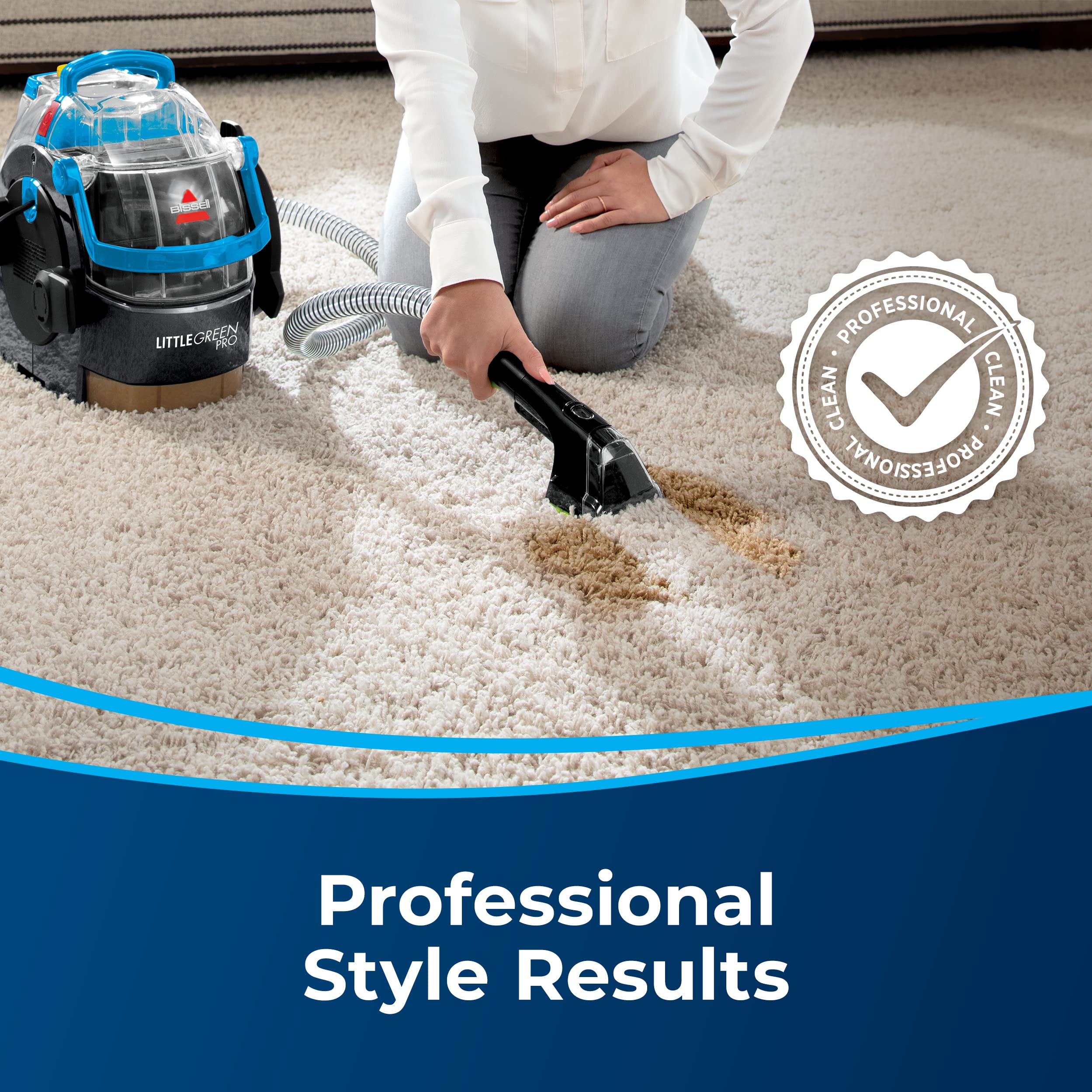 BISSELL Little Green Pro Portable Carpet & Upholstery Cleaner with Deep Stain Tool, 3" Tough Stain Tool, plus two 8 oz. trial-size Formulas, 3194
