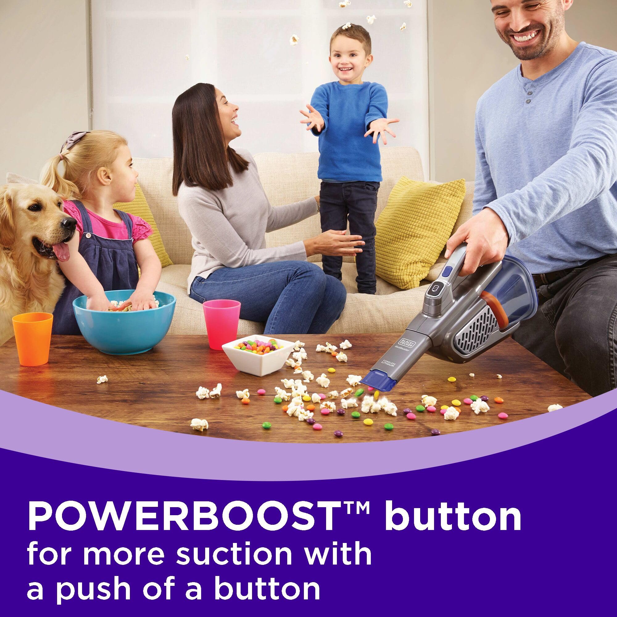 BLACK+DECKER Furbuster Handheld Vacuum for Pets, Cordless, AdvancedClean+, Gray (HHVK515JP07)