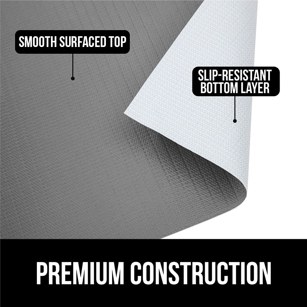 Gorilla Grip Wire Shelf Liners Set of 4 and Smooth Drawer Liner, Wire Shelf Liner Size 18x36 in Charcoal, Waterproof Hard Plastic, Drawer Liner Size 12x10 in Gray, Non Adhesive, 2 Item Bundle