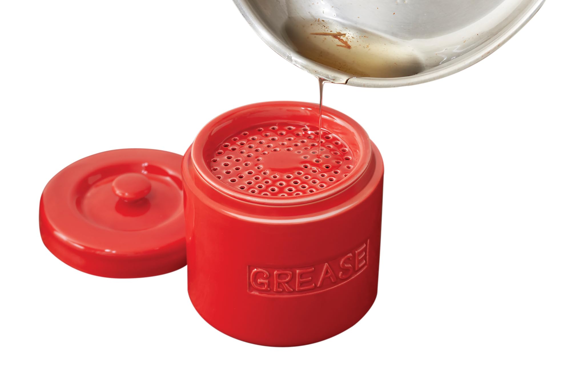 Fox Run Grease Container, 5 x 5 x 5.5 inches, Red