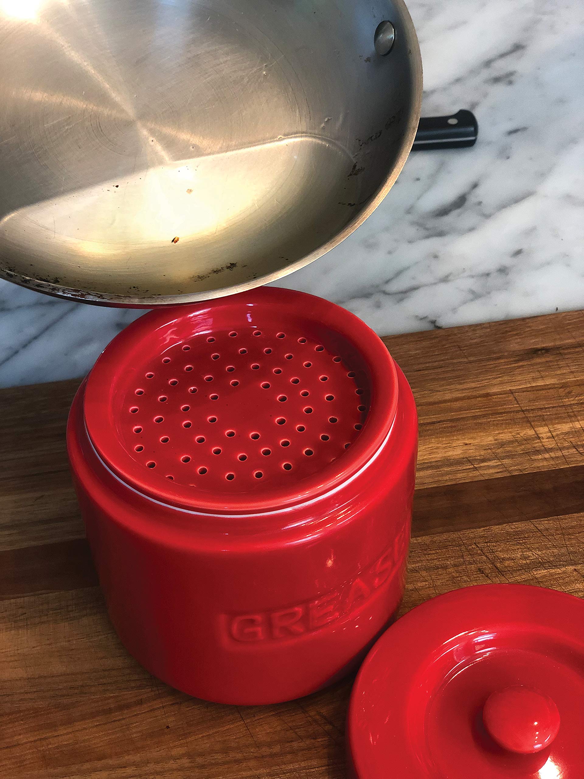 Fox Run Grease Container, 5 x 5 x 5.5 inches, Red