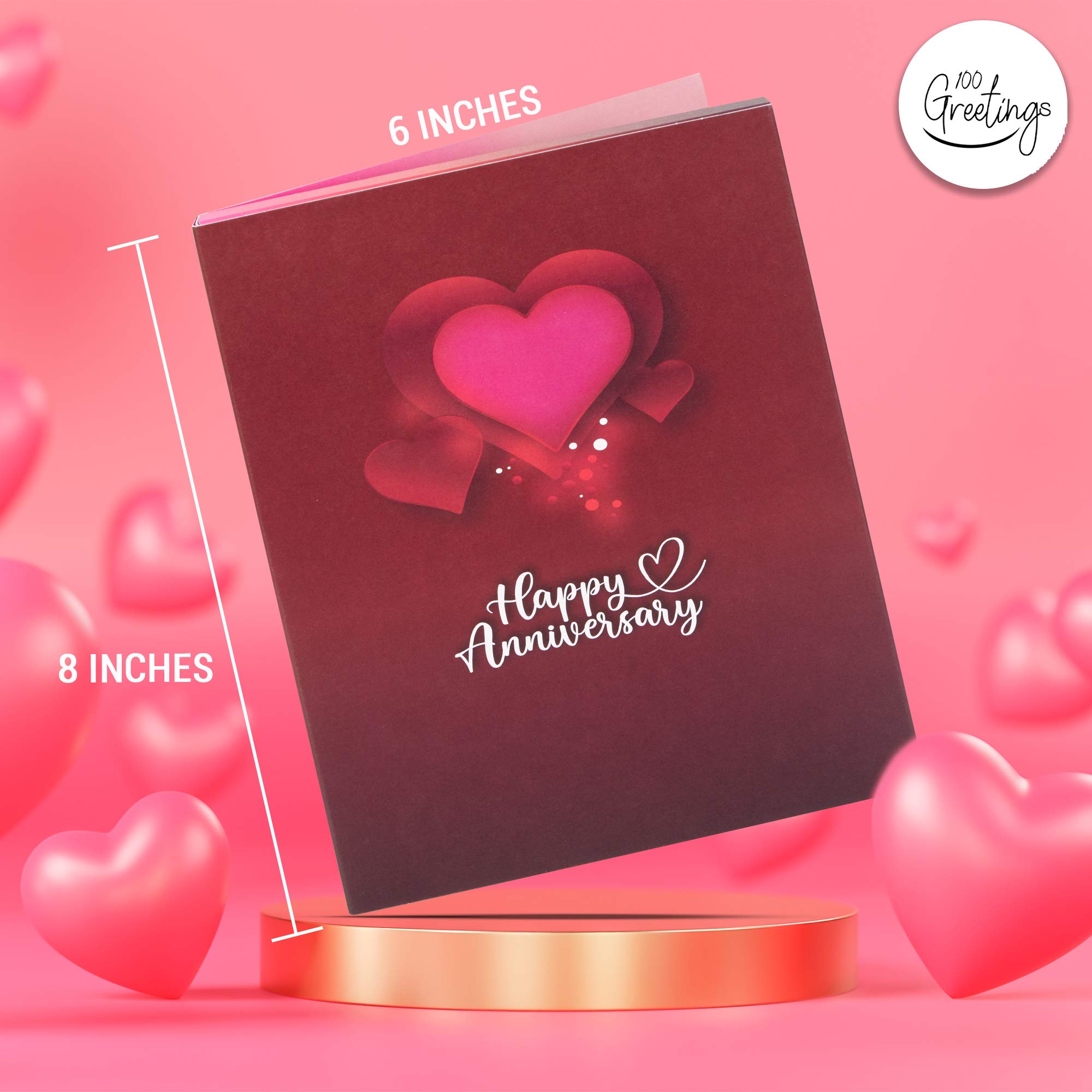 100 Greetings LIGHT & MUSIC Pop Up Happy Anniversary Card - Plays Song 'Just The Two of Us' - Happy Anniversary Cards for Husband - Wedding Anniversary Present for Wife - Gift for Her & Him