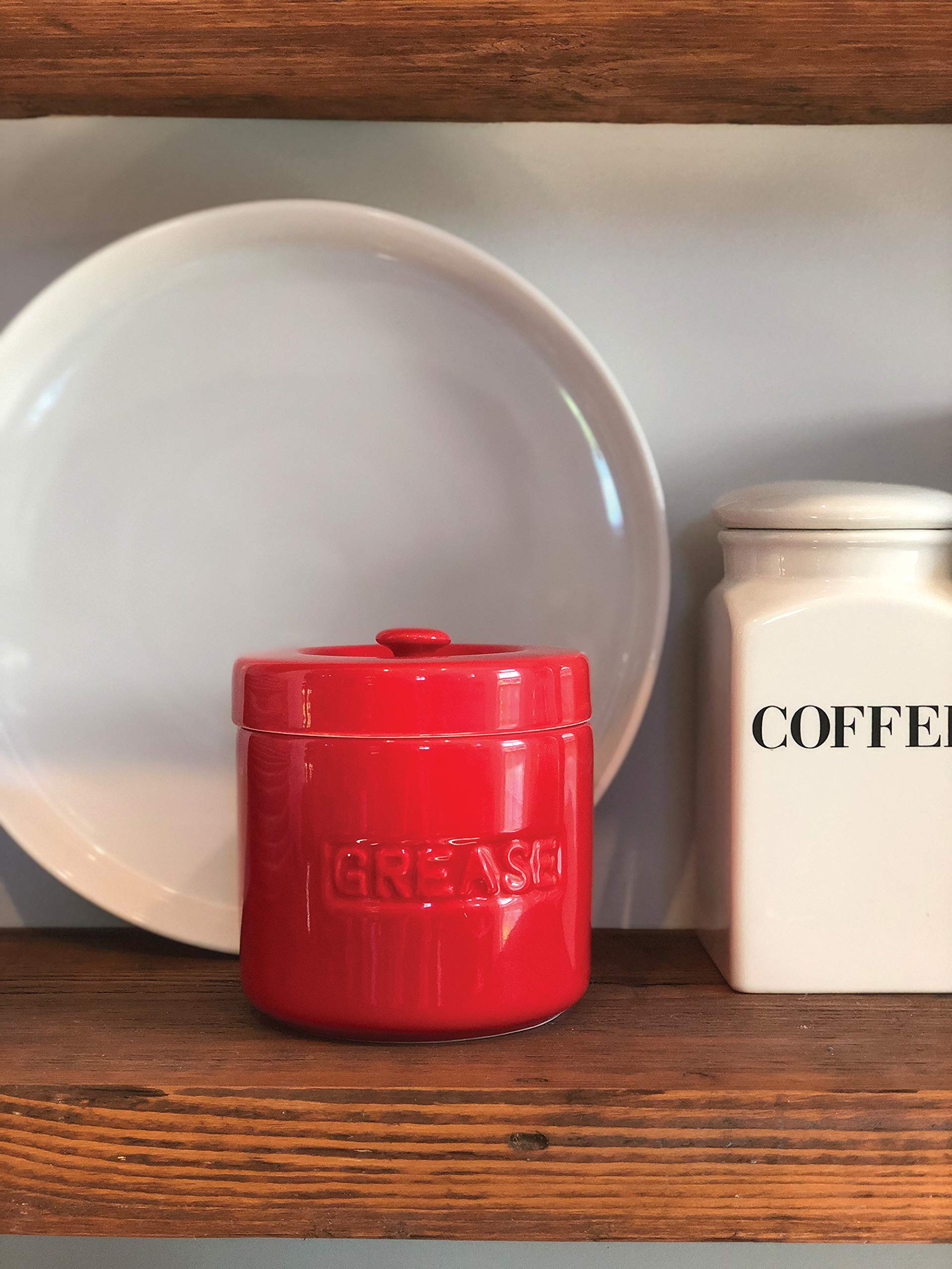 Fox Run Grease Container, 5 x 5 x 5.5 inches, Red