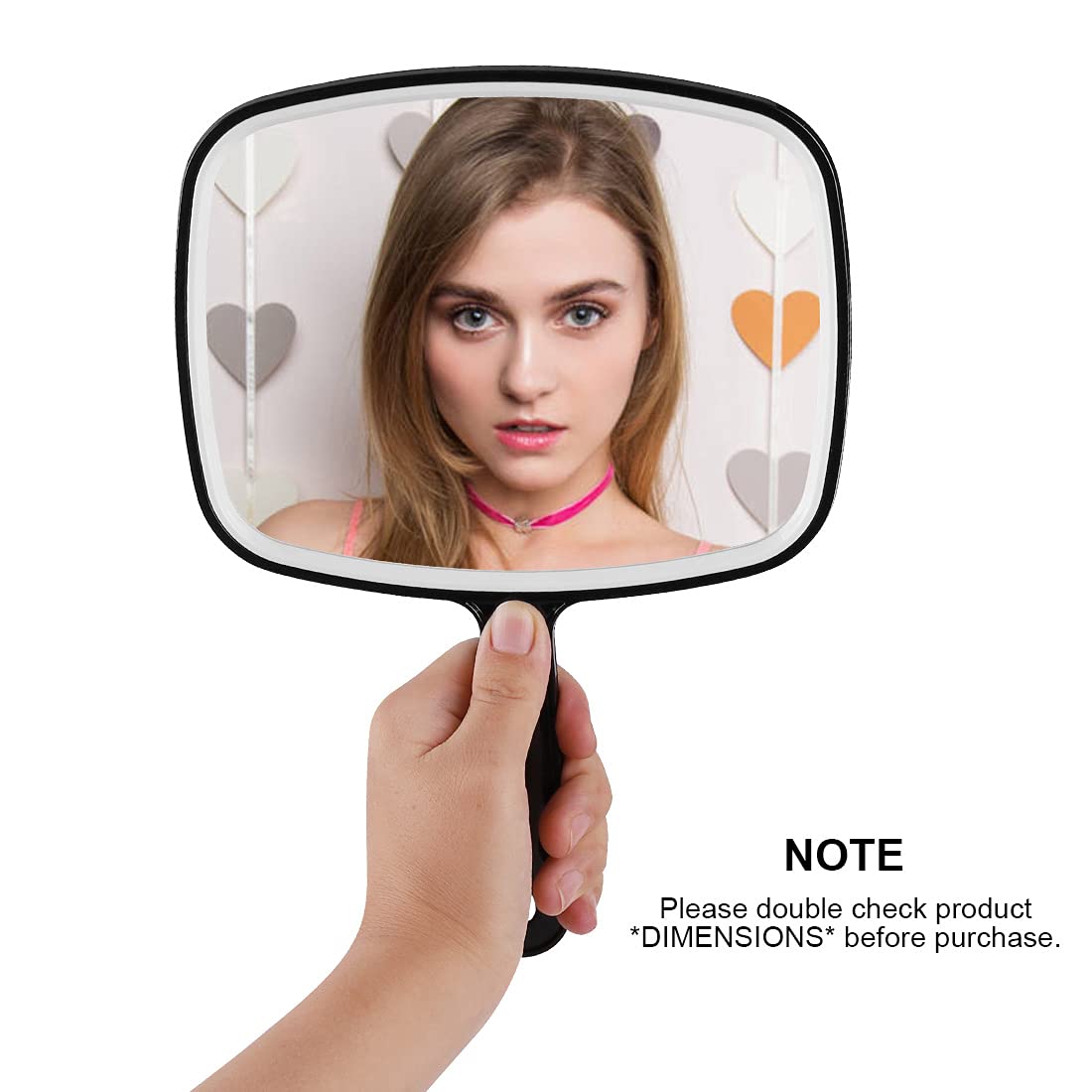 Nothers Large Hand Mirror with Handle, for Vanity Makeup Home Salon Travel Use (Square Black 10.3"x7.3")