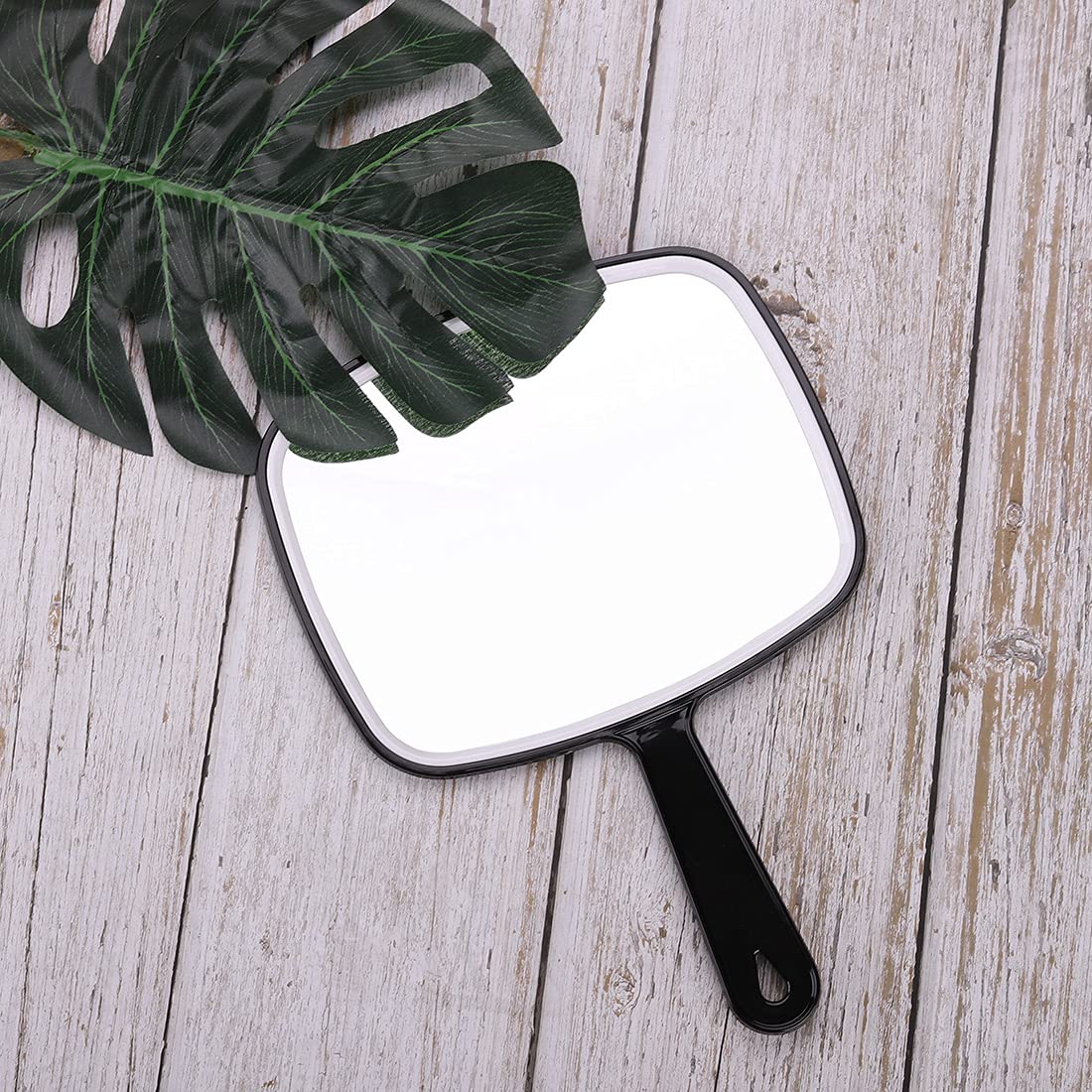 Nothers Large Hand Mirror with Handle, for Vanity Makeup Home Salon Travel Use (Square Black 10.3"x7.3")