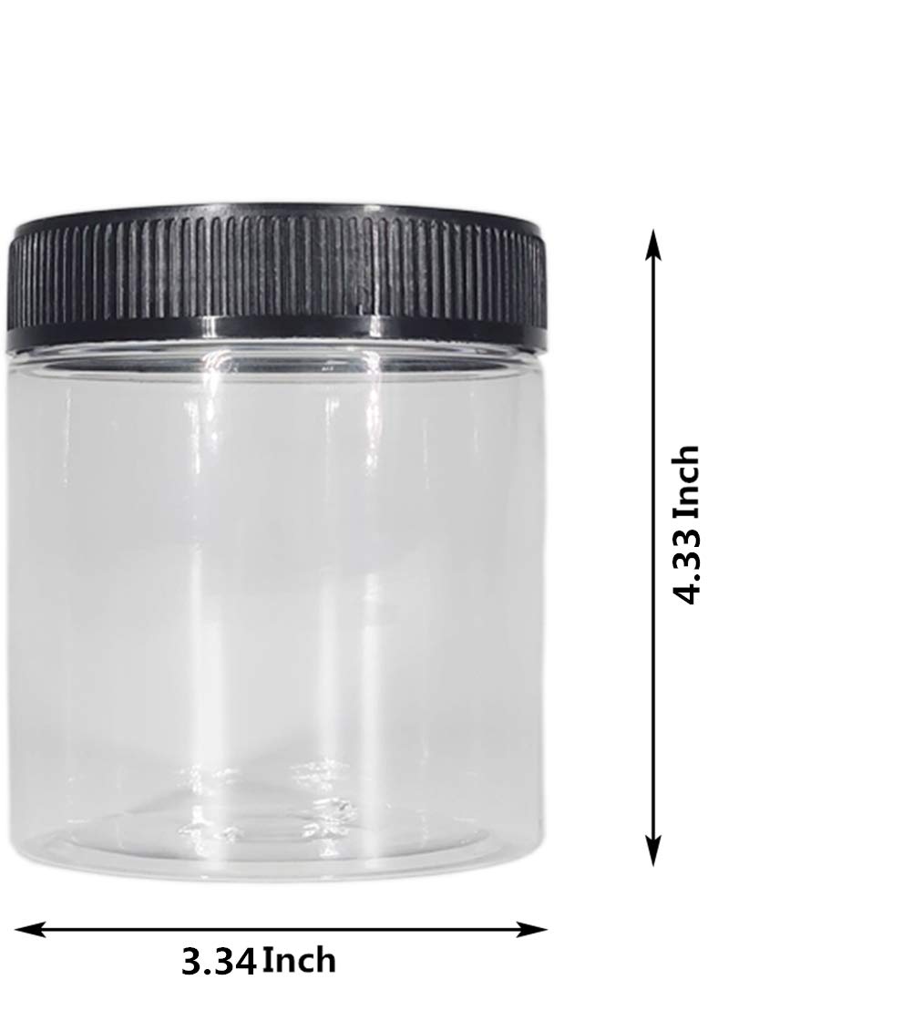 16oz Plastic Jars With Lids, Airtight Container for Food Storage, Clear Plastic Jars Ideal For Dry Food, Peanut Butter, Honey Jam,Cosmetics, Cream, Bathroom and Storage(set of16)