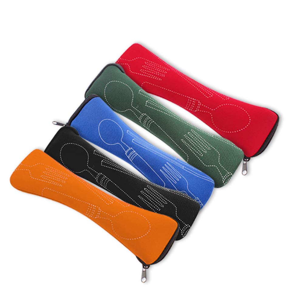 Bluelanss Portable Tableware Zipper Bag Outdoor Travel Camping Cutlery Pouch Storage Bag for Knife, Fork, Spoon, Tea Spoon, Chopsticks, Bottle Opener Green