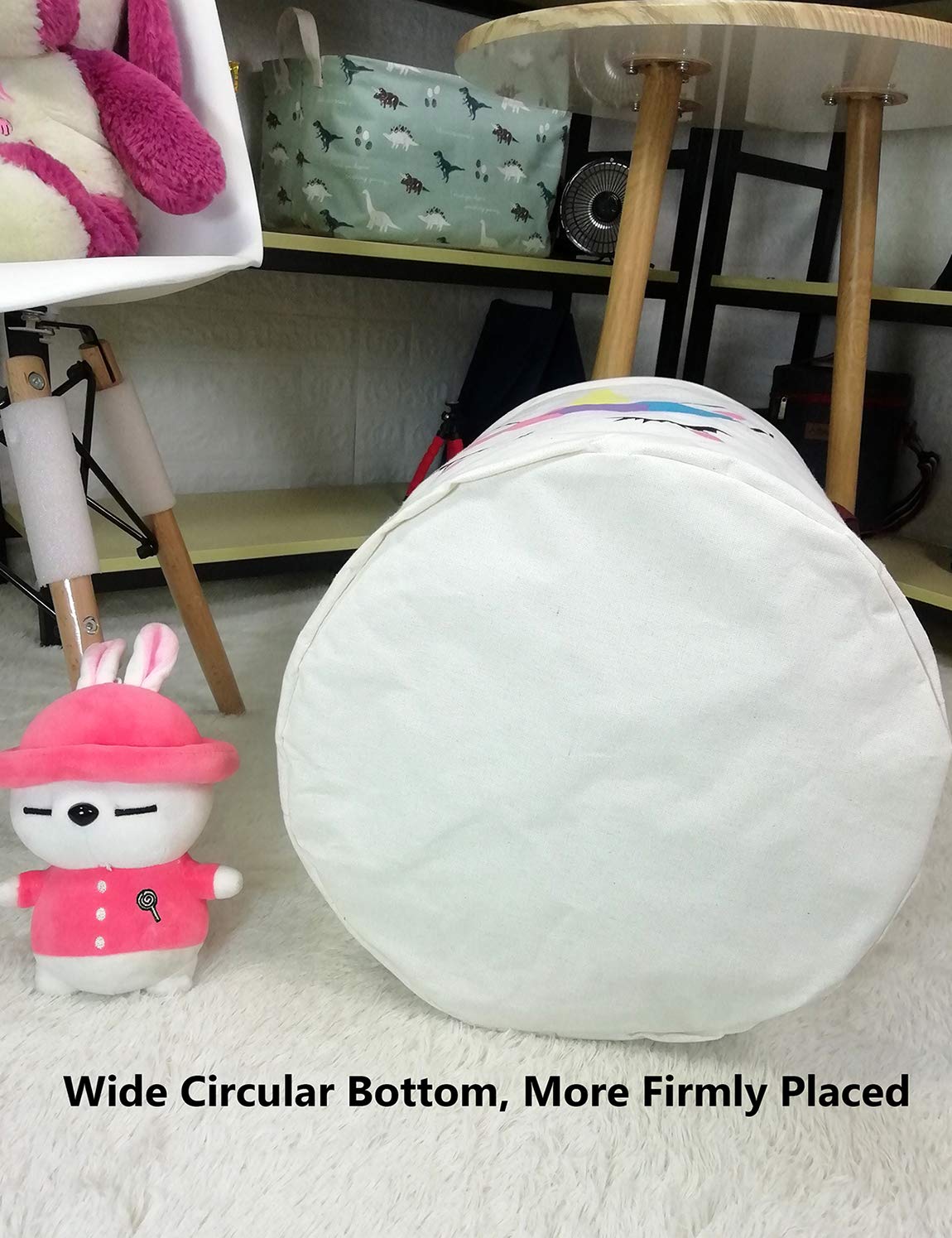 QUEENLALA Large Storage Basket,Laundry Hamper/Bathroom/Home Decor/Collapsible Round Storage Bin,Boys and Girls Hamper/Boxes/Clothing（Golden Unicorn）