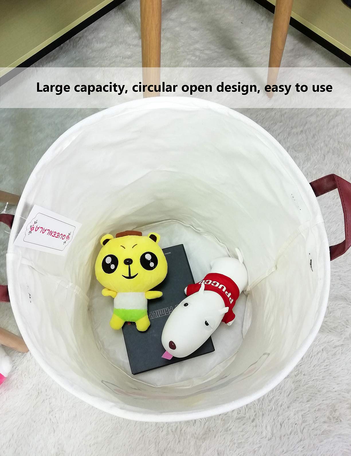 QUEENLALA Large Storage Basket,Laundry Hamper/Bathroom/Home Decor/Collapsible Round Storage Bin,Boys and Girls Hamper/Boxes/Clothing（Golden Unicorn）