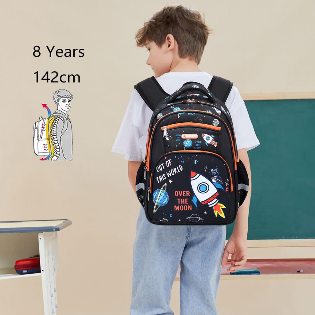 Kid Bookbag Boy Kindergarten Elenemtary Preschool Multi Compartment Backpack, Chest Strap Side Pockets