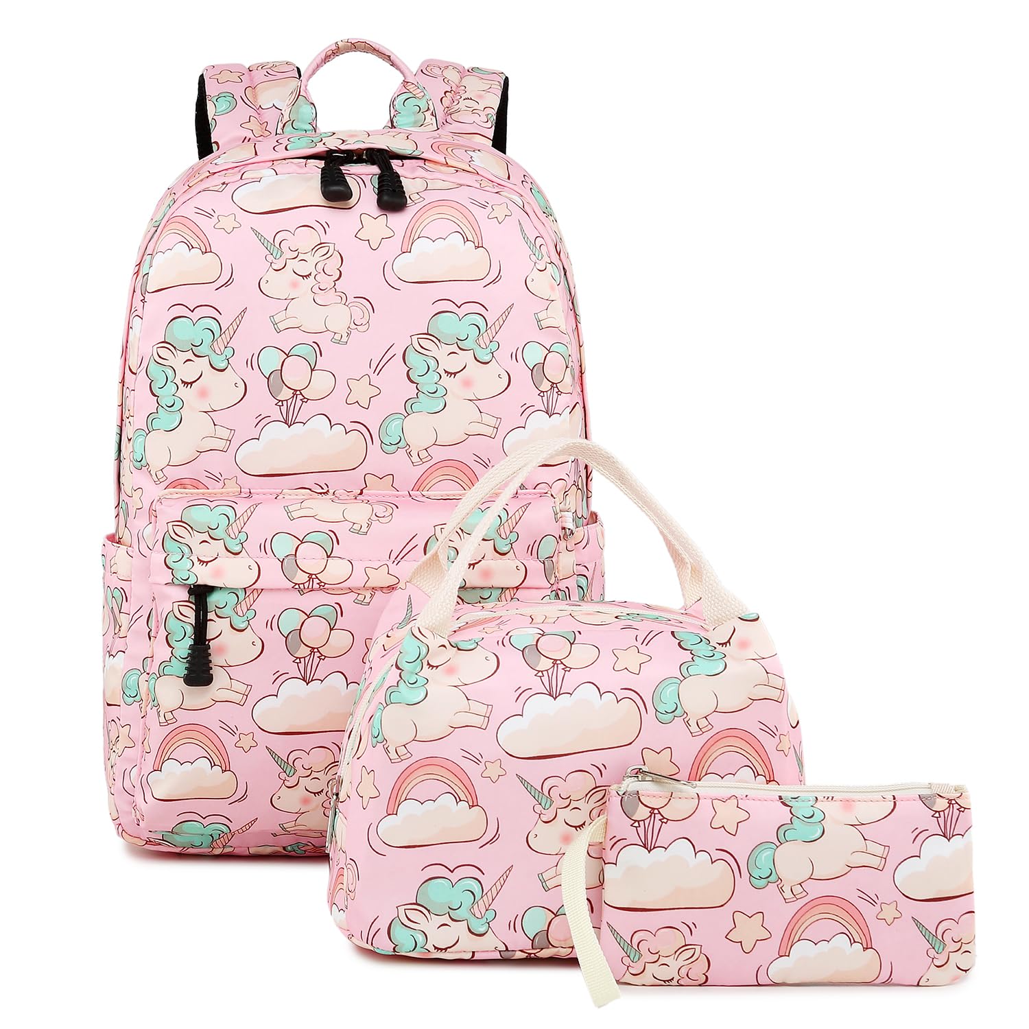abshoo Cute Lightweight Kids School Bookbags Unicorn Girls Backpacks With Lunch Bag (Unicorn Pink Set G3)