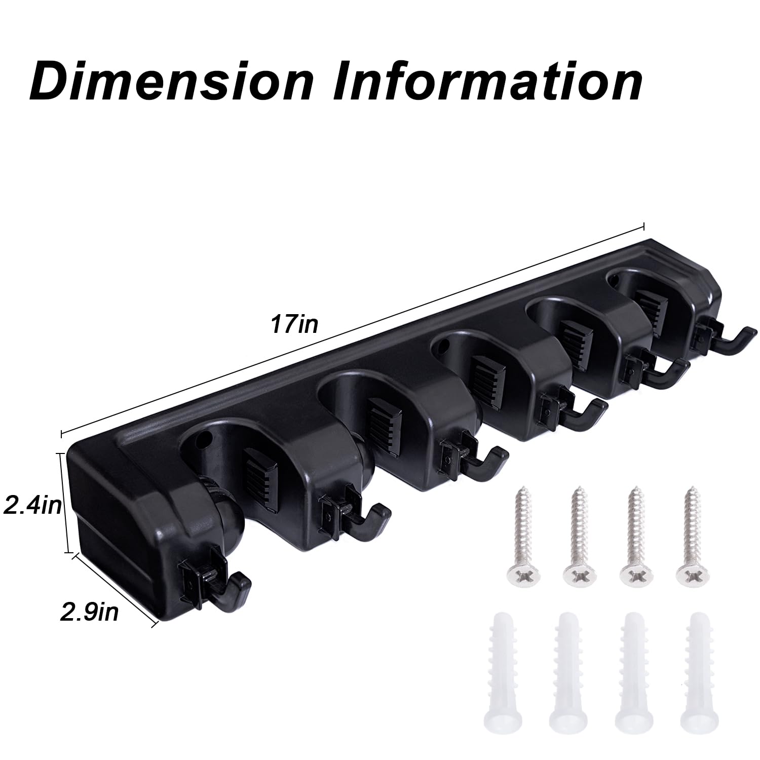 HYRIXDIRECT Broom Holder Wall Mount Broom Organizer Mop Holder Hanger Garden Tool Organizers Storage Rack Garage Laundry Room Organizations with Hooks