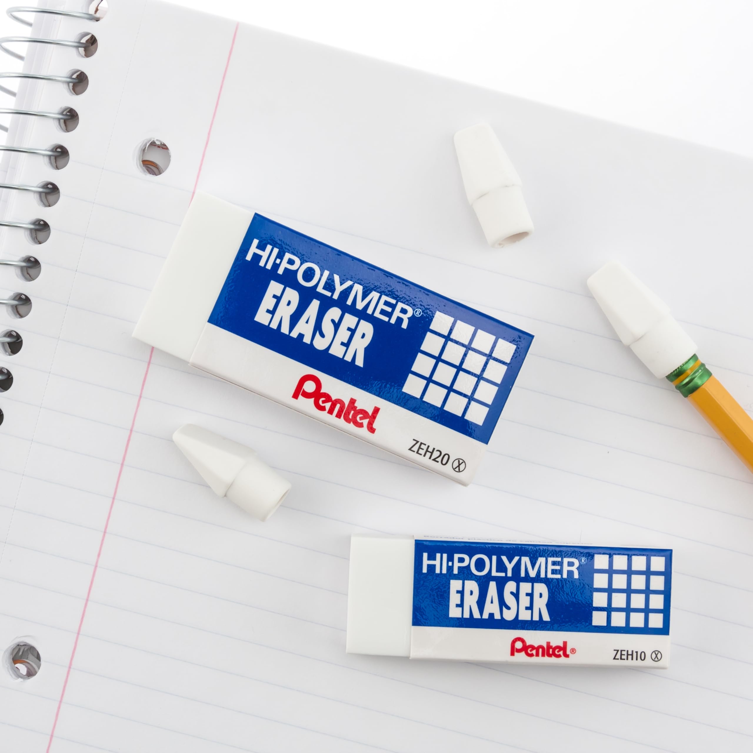 Pentel Hi-Polymer Block Eraser, Large, White, Pack of 10 ZEH-10 Erasers (ZEH10PC10)