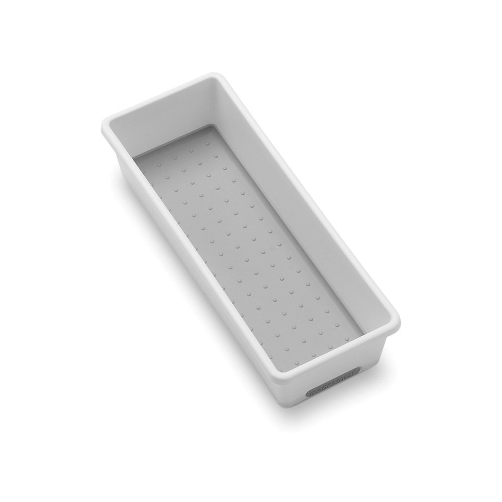 madesmart Classic Mini Silverware Tray - White & Classic 9.8 x 3.8 Bin - White | CLASSIC COLLECTION | Multi-Purpose Storage Organizer | Soft-grip Lining and Non-slip Rubber Feet