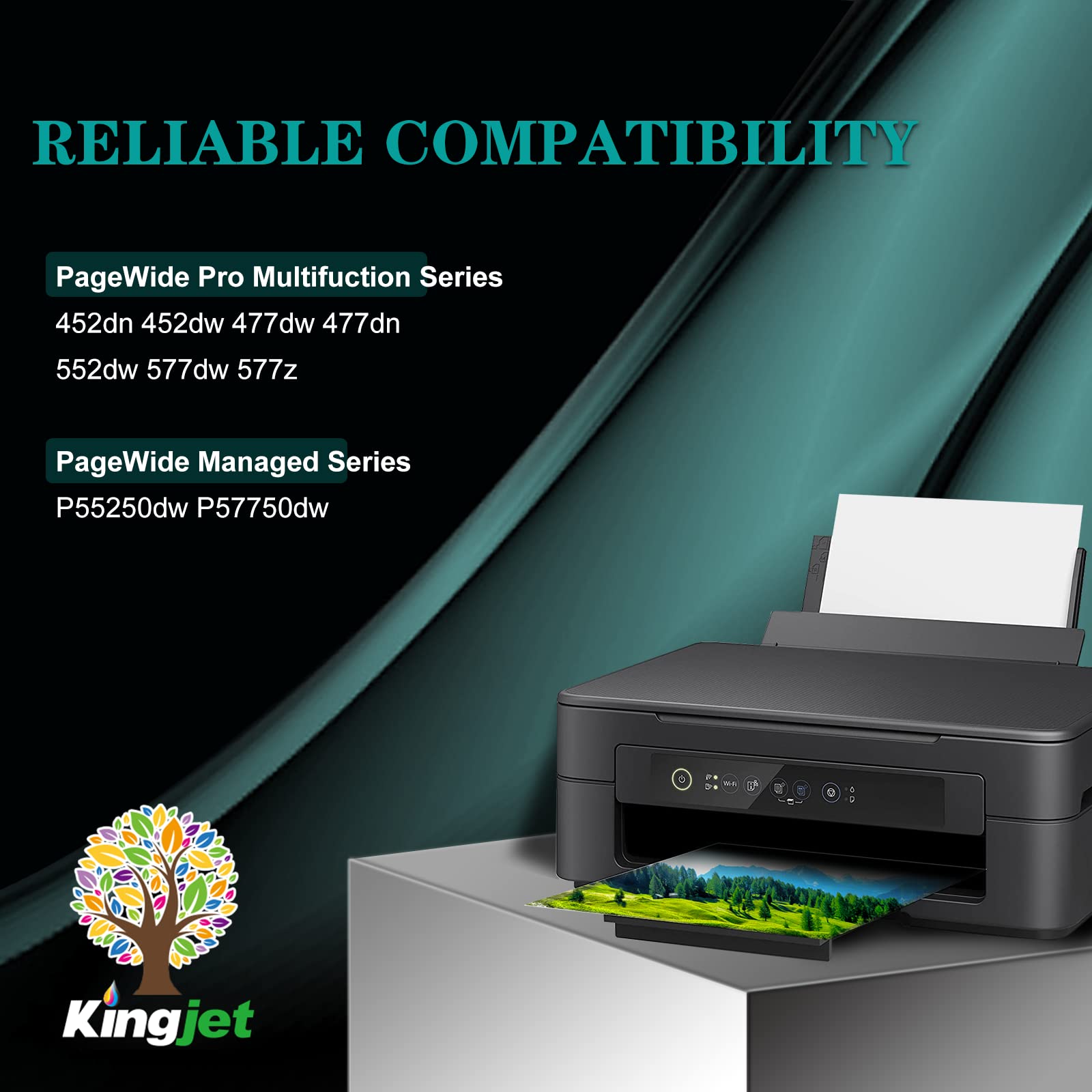 Kingjet Compatible 972X Ink Cartridge Replacement for HP 972X 972 Ink for PageWide Pro 477dw 577dw 577z 552dw 452dn 452dw 477dn P55250dw P57750dw Printer (Black Cyan Maganta Yellow)