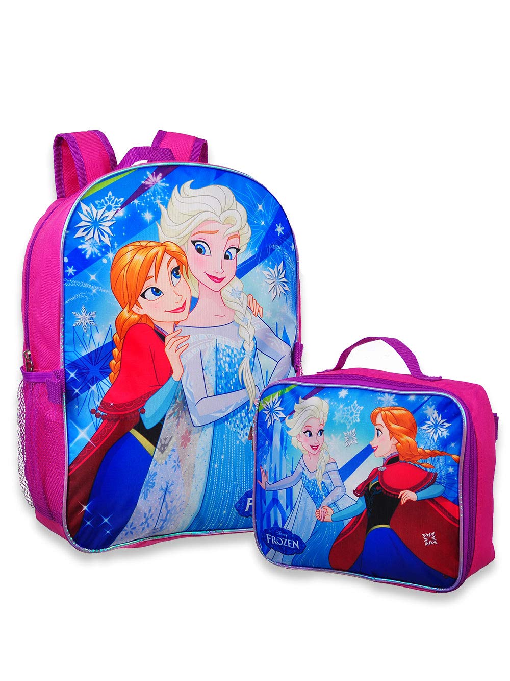 Frozen Anna, Elsa 16" Backpack with Detachable Matching Lunch Box
