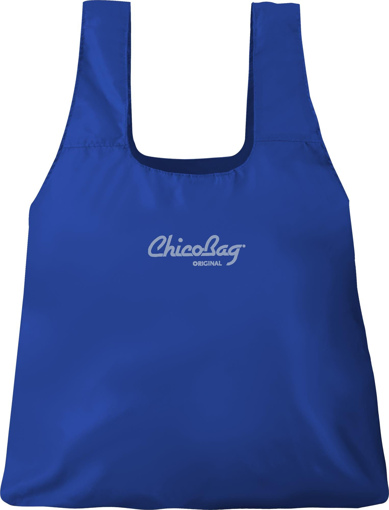 ChicoBag Original Reusable Grocery Bag with Attached Pouch and Carabiner Clip, Variety 4 Pack - Blue, Green, Purple, and Red
