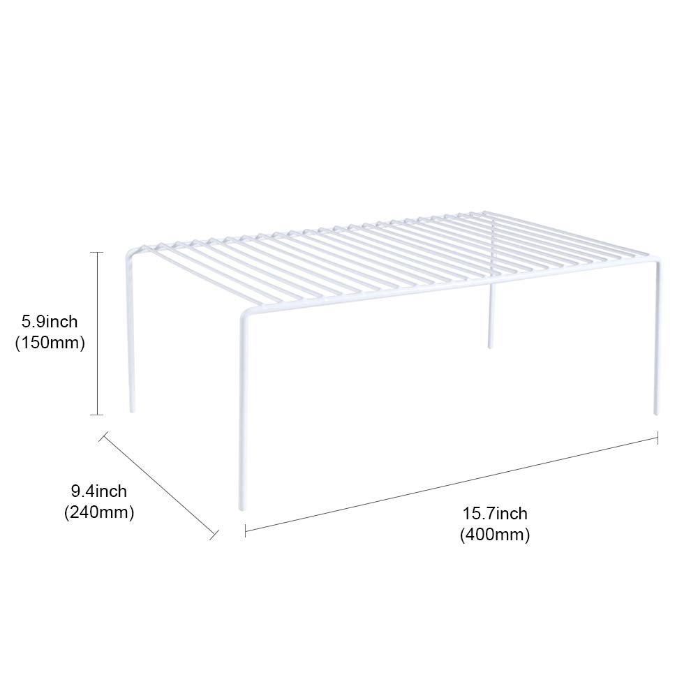 Redrubbit Large (15.7 x 9. 4 Inch) Cabinet Storage Shelf Rack, Rustproof Kitchen Counter and Cabinet Shelf, Storage Rack Organizer for Kitchen, Fridge, Cabinet, Bathroom, Set of 2