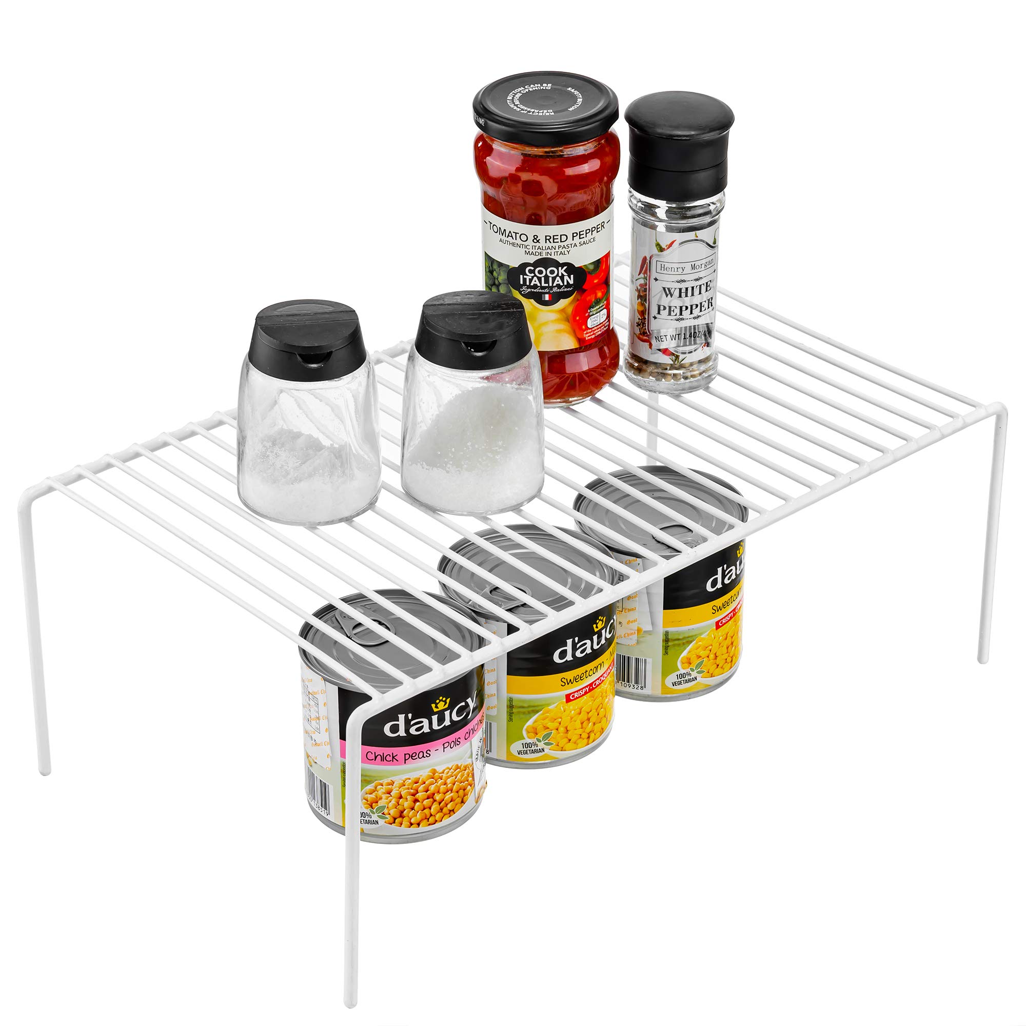 Redrubbit Large (15.7 x 9. 4 Inch) Cabinet Storage Shelf Rack, Rustproof Kitchen Counter and Cabinet Shelf, Storage Rack Organizer for Kitchen, Fridge, Cabinet, Bathroom, Set of 2
