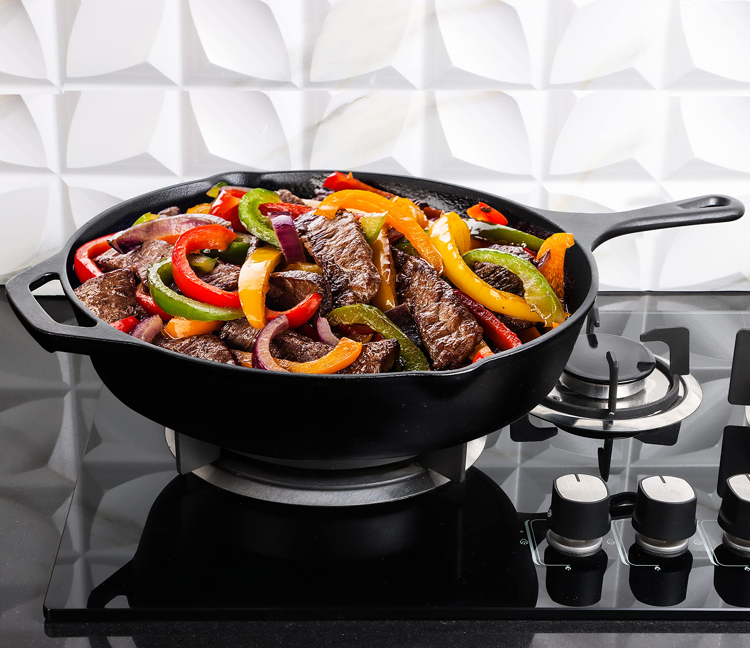 Utopia Kitchen 12 Inch Pre-Seasoned Cast iron Skillet - Frying Pan - Safe Grill Cookware for indoor & Outdoor Use - Chef's Pan - Cast Iron Pan (Black)