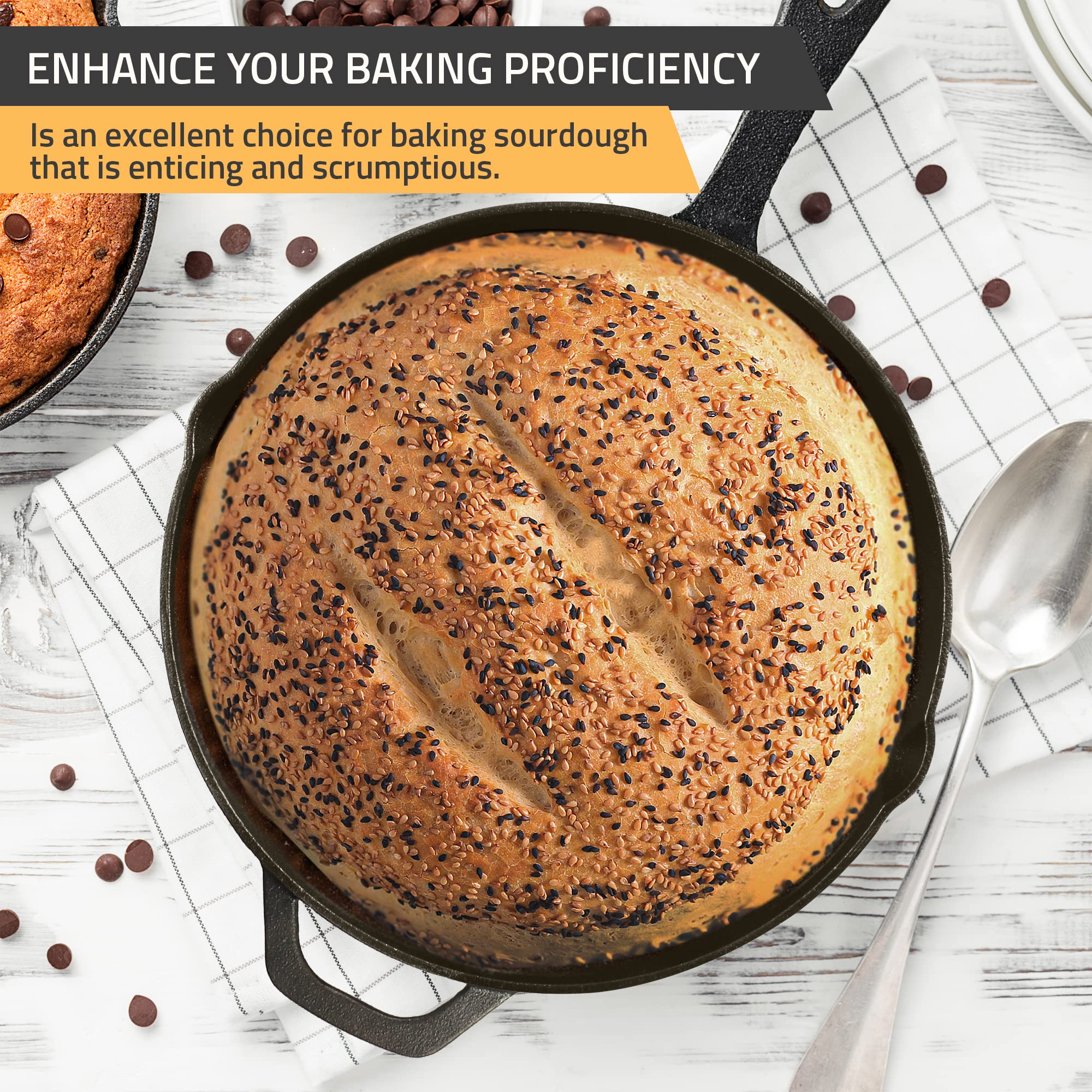 Utopia Kitchen 12 Inch Pre-Seasoned Cast iron Skillet - Frying Pan - Safe Grill Cookware for indoor & Outdoor Use - Chef's Pan - Cast Iron Pan (Black)