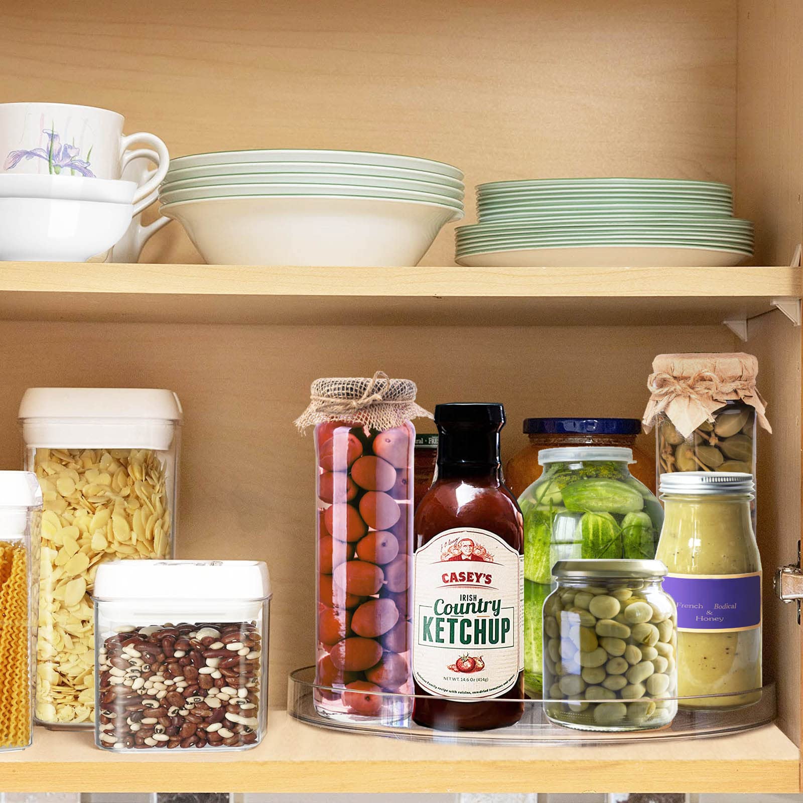 2 Pack Lazy Susan Organizer, 10.6" Clear Lazy Susan Turntable for Cabinet, Plastic Lazy Susan Cabinet Organizer- Kitchen Pantry Organization and Storage