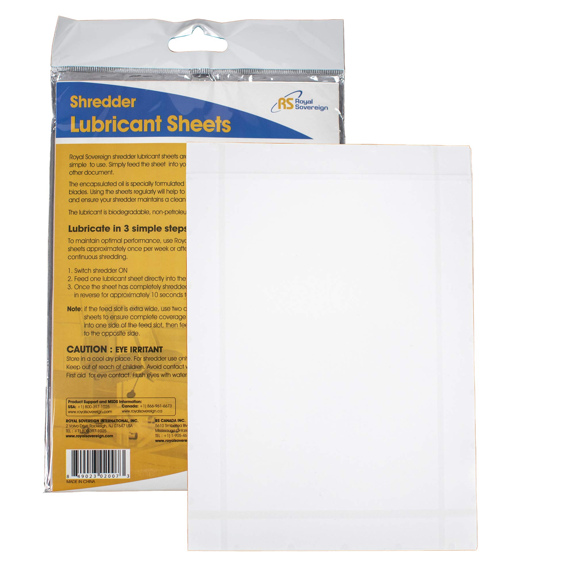 Royal Sovereign Shredder Lubricant Sheets, 10-Pack (RS-SLS)