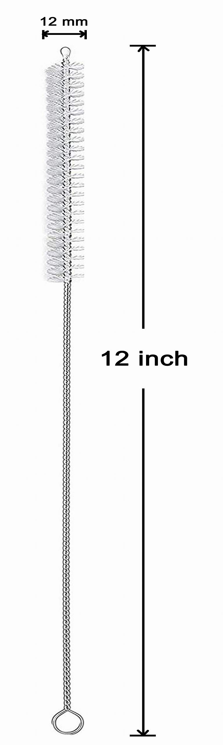 Extra Long Straw Cleaner Brush Extend 12 inch, Extra Wide 12mm diam Pipe Cleaners, Cleaning Brush for HummingbirdâFeeders, Nylon Bristles and Stainless Steel Handle Straw Brush Set 10 Pack