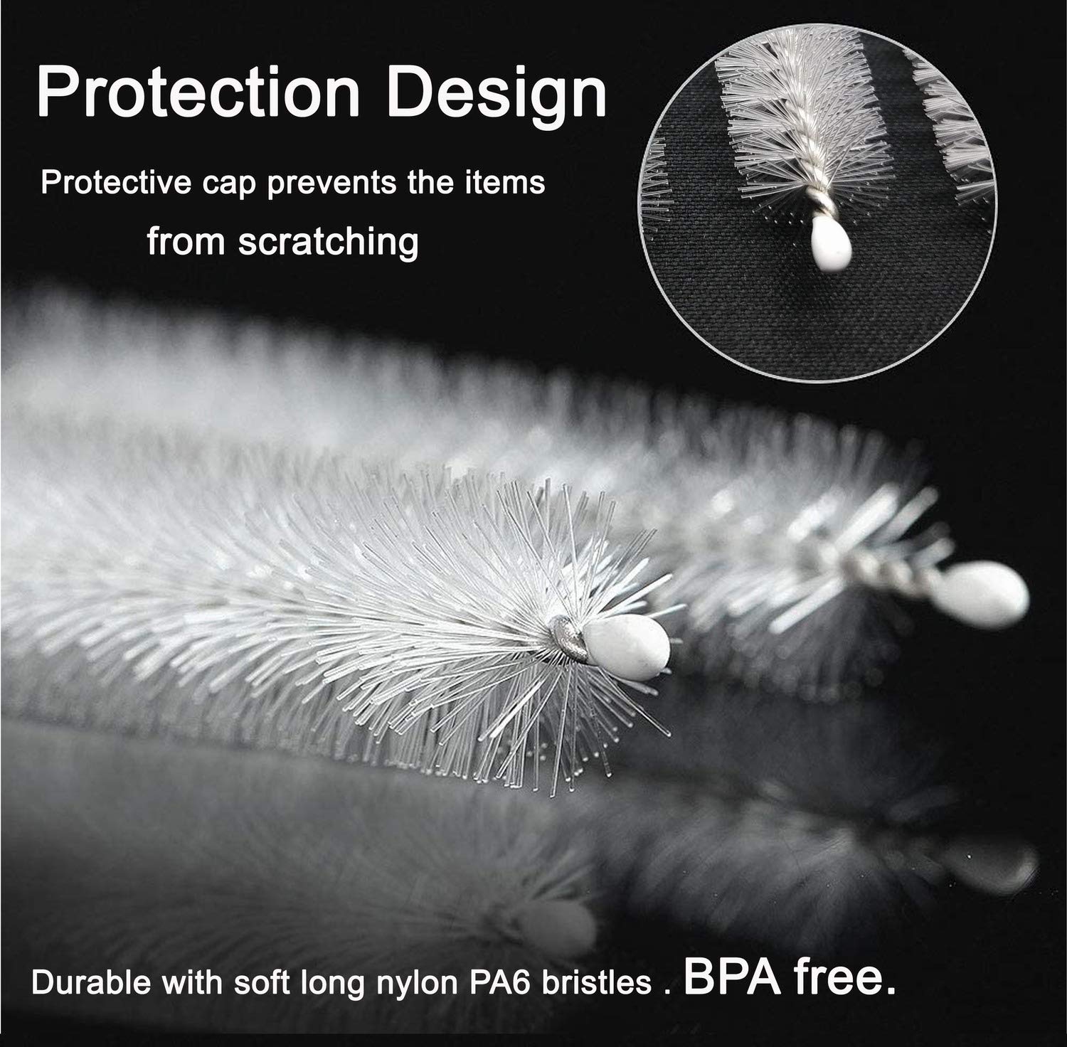 Extra Long Straw Cleaner Brush Extend 12 inch, Extra Wide 12mm diam Pipe Cleaners, Cleaning Brush for HummingbirdâFeeders, Nylon Bristles and Stainless Steel Handle Straw Brush Set 10 Pack