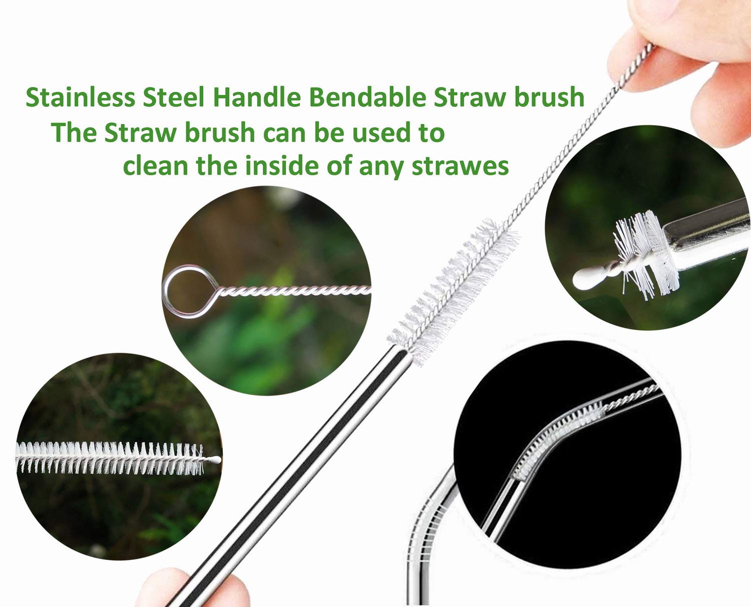 Extra Long Straw Cleaner Brush Extend 12 inch, Extra Wide 12mm diam Pipe Cleaners, Cleaning Brush for HummingbirdâFeeders, Nylon Bristles and Stainless Steel Handle Straw Brush Set 10 Pack