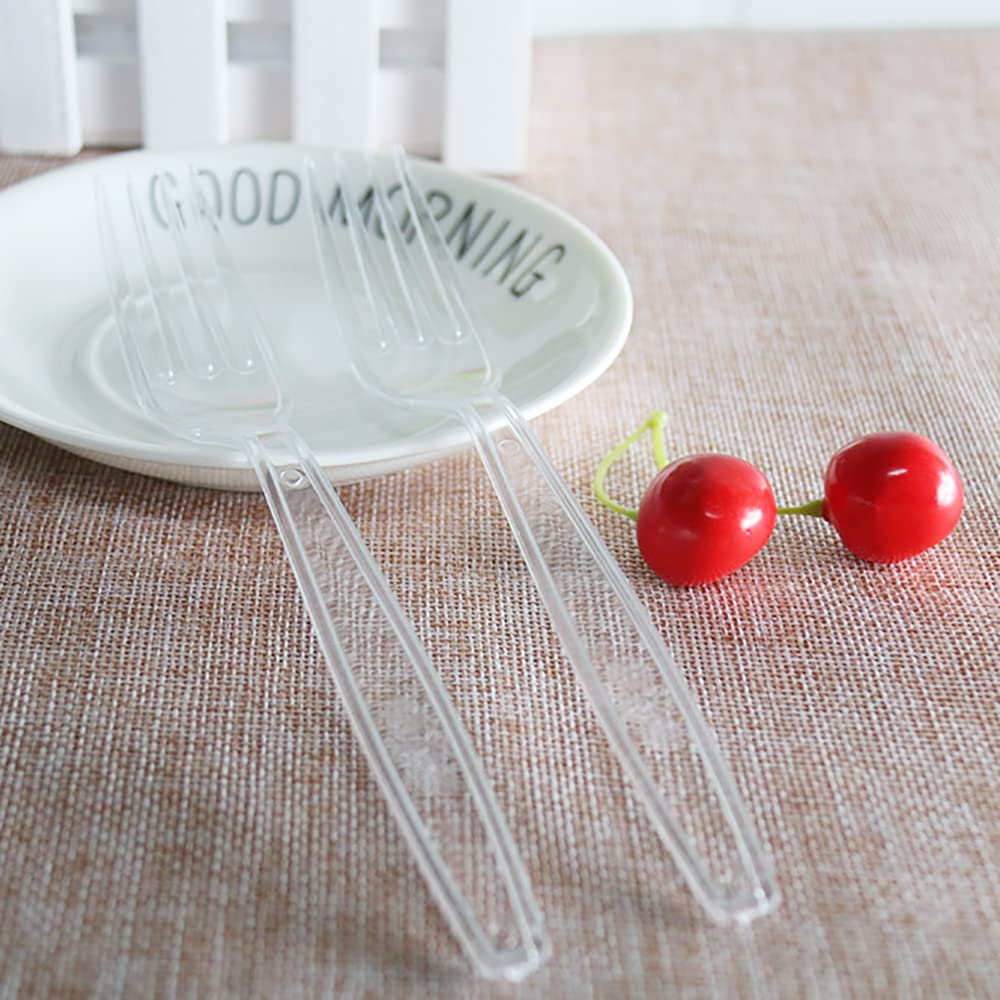 200 Count Clear Disposable Plastic Forks, Heavy Weight Disposable Forks Plastic Utensils for Parties, Picnics, Big Event, Daily Use