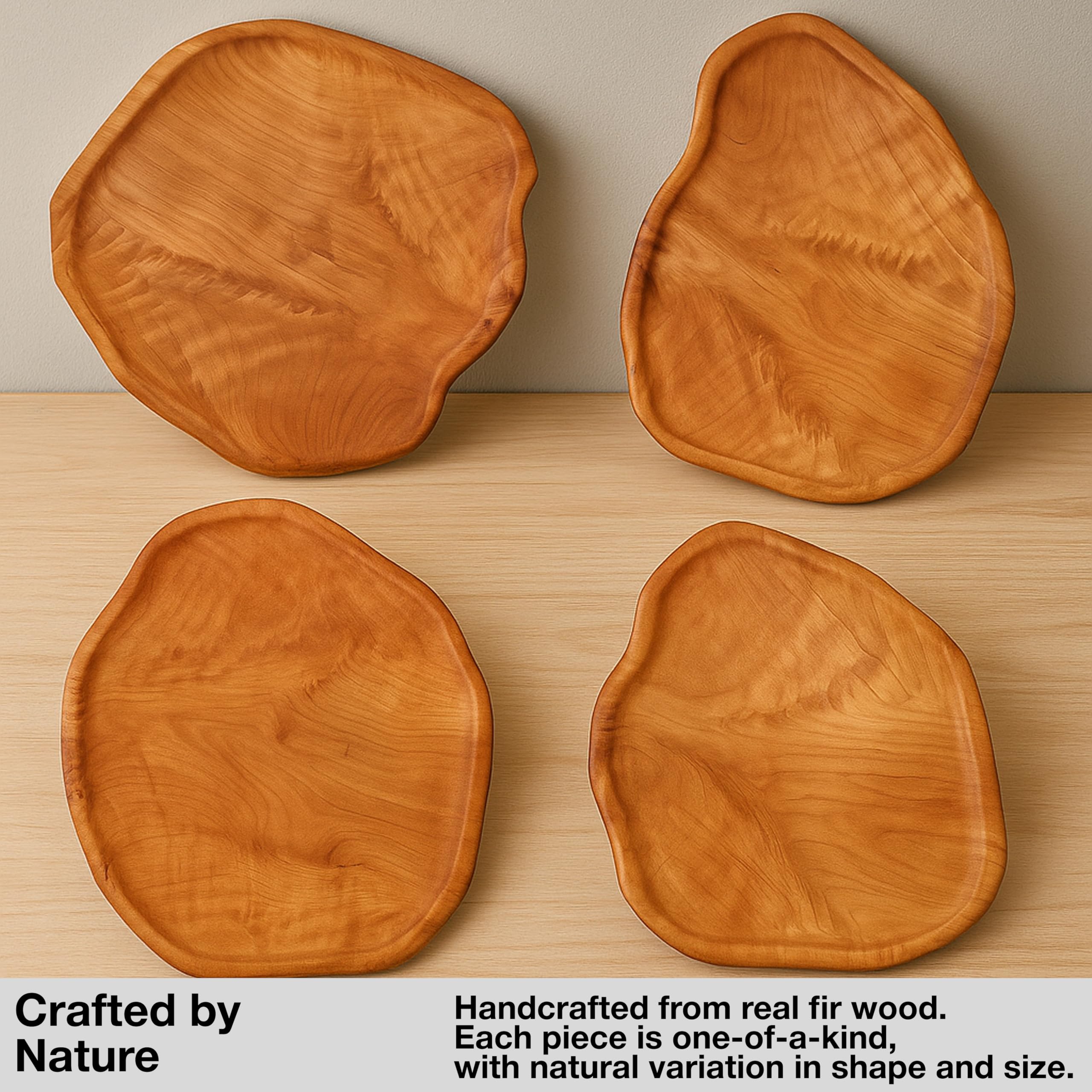 Driini Premium Handmade Root Wood Lazy Susan Turntable Organizer - Rustic Wooden Serving Platter Cheese Board (12")