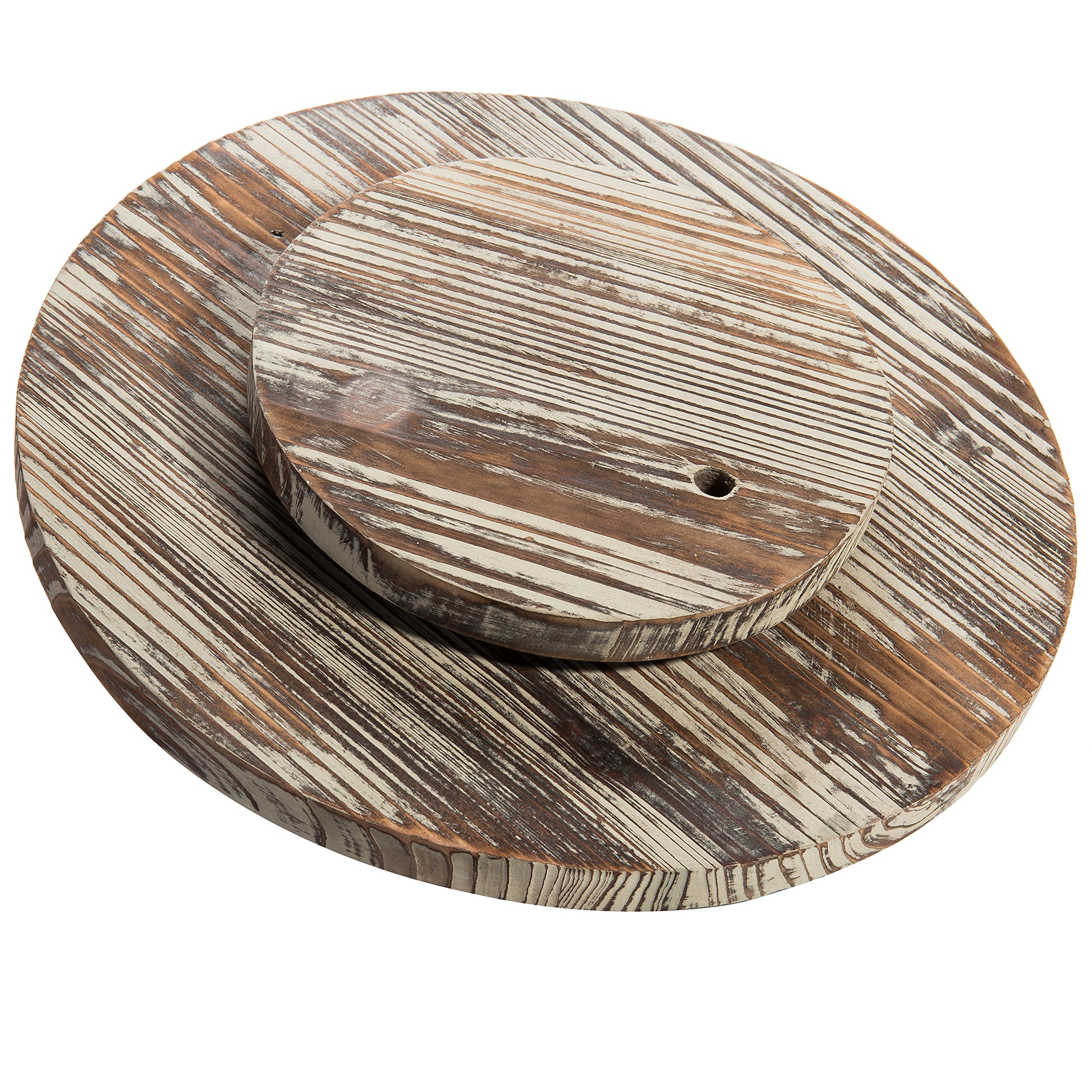 MyGift 13 Inch Torched Wood Lazy Susan Turntable Rotating Tray Condiment Serving Tray, 360 Degree Spinning Spice Rack Organizer